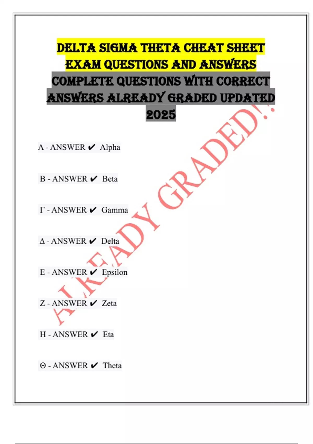 DELTA SIGMA THETA CHEAT SHEET EXAM QUESTIONS AND ANSWERS COMPLETE ...