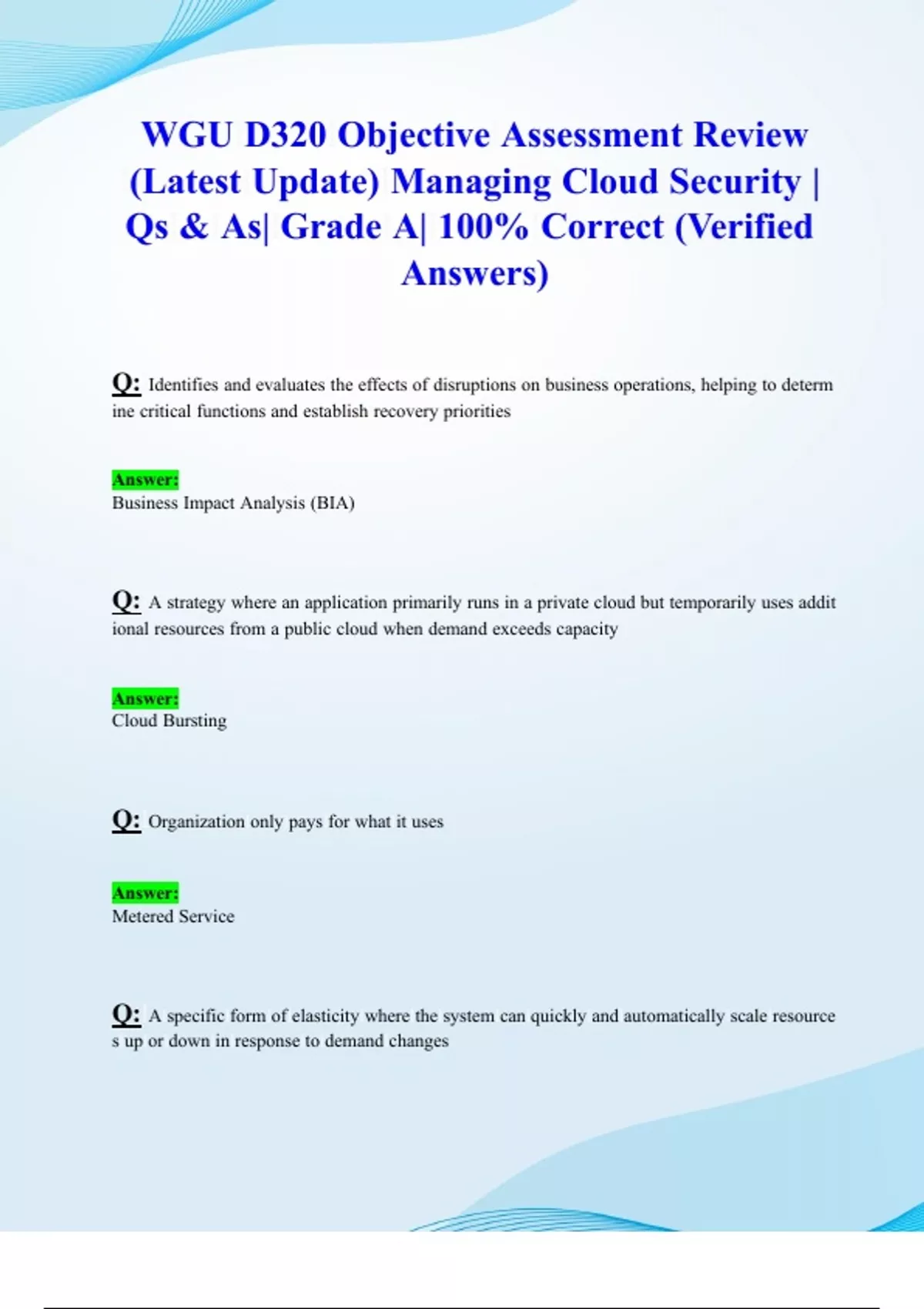 WGU D320 Objective Assessment Review (Latest 2024/ 2025 Update ...