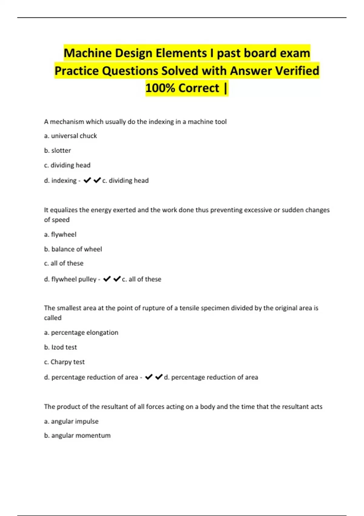 Machine Design Elements I past board exam Practice Questions Solved ...