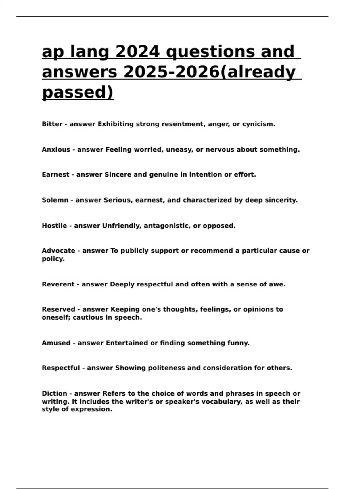 ap lang 2024 questions and answers (already passed) - AP Lang 2024 ...