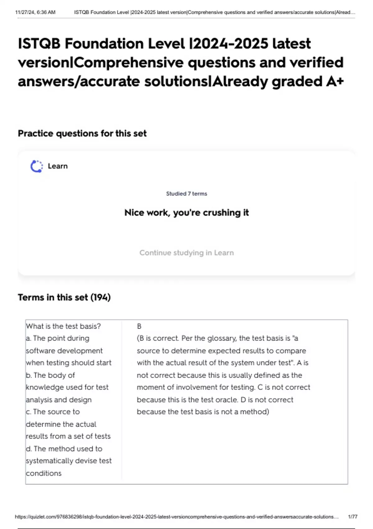 ISTQB Foundation Level | latest version|Comprehensive questions and ...