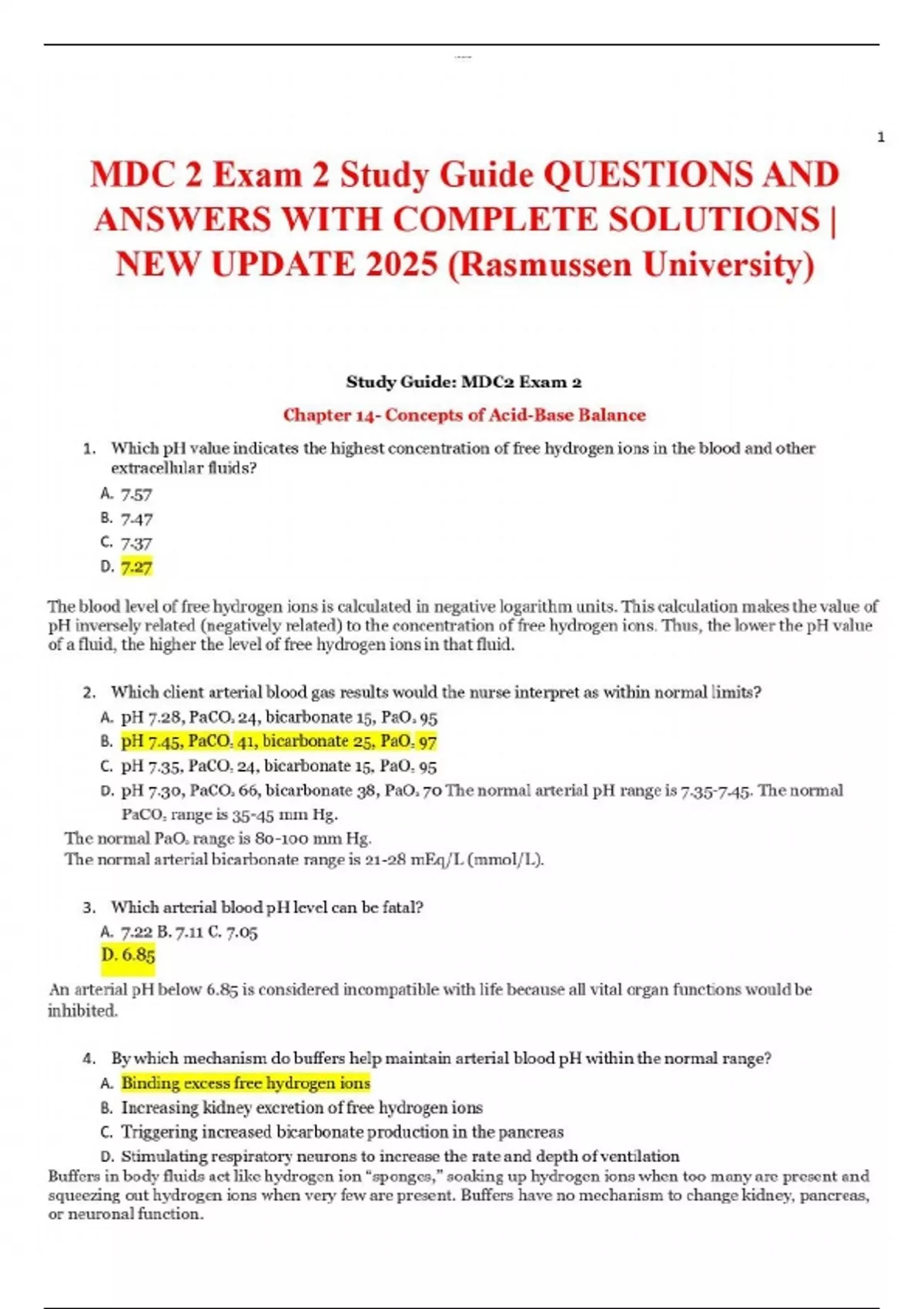 MDC 2 Exam 2 Study Guide QUESTIONS AND ANSWERS WITH COMPLETE SOLUTIONS | NEW UPDATE 2025 ...