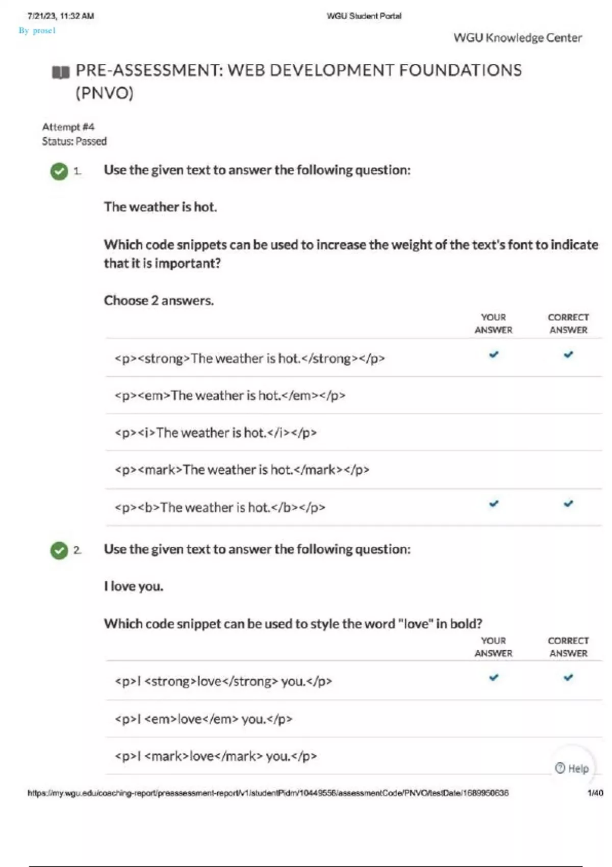 WGU D276 PRE-ASSESSMENT: WEB DEVELOPMENT FOUNDATIONS (PNVO) 2024/2025 with complete solution ...
