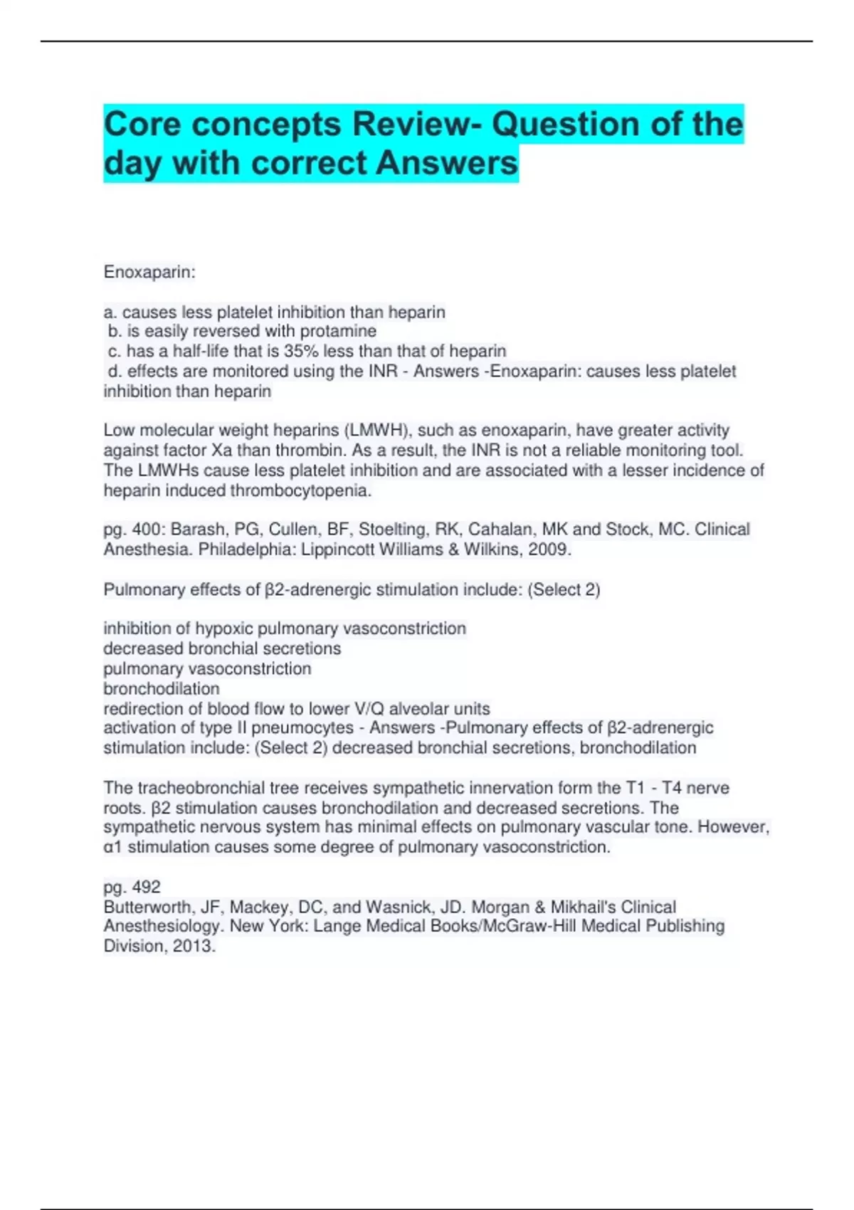 Core concepts Review- Question of the day with correct Answers - Core ...