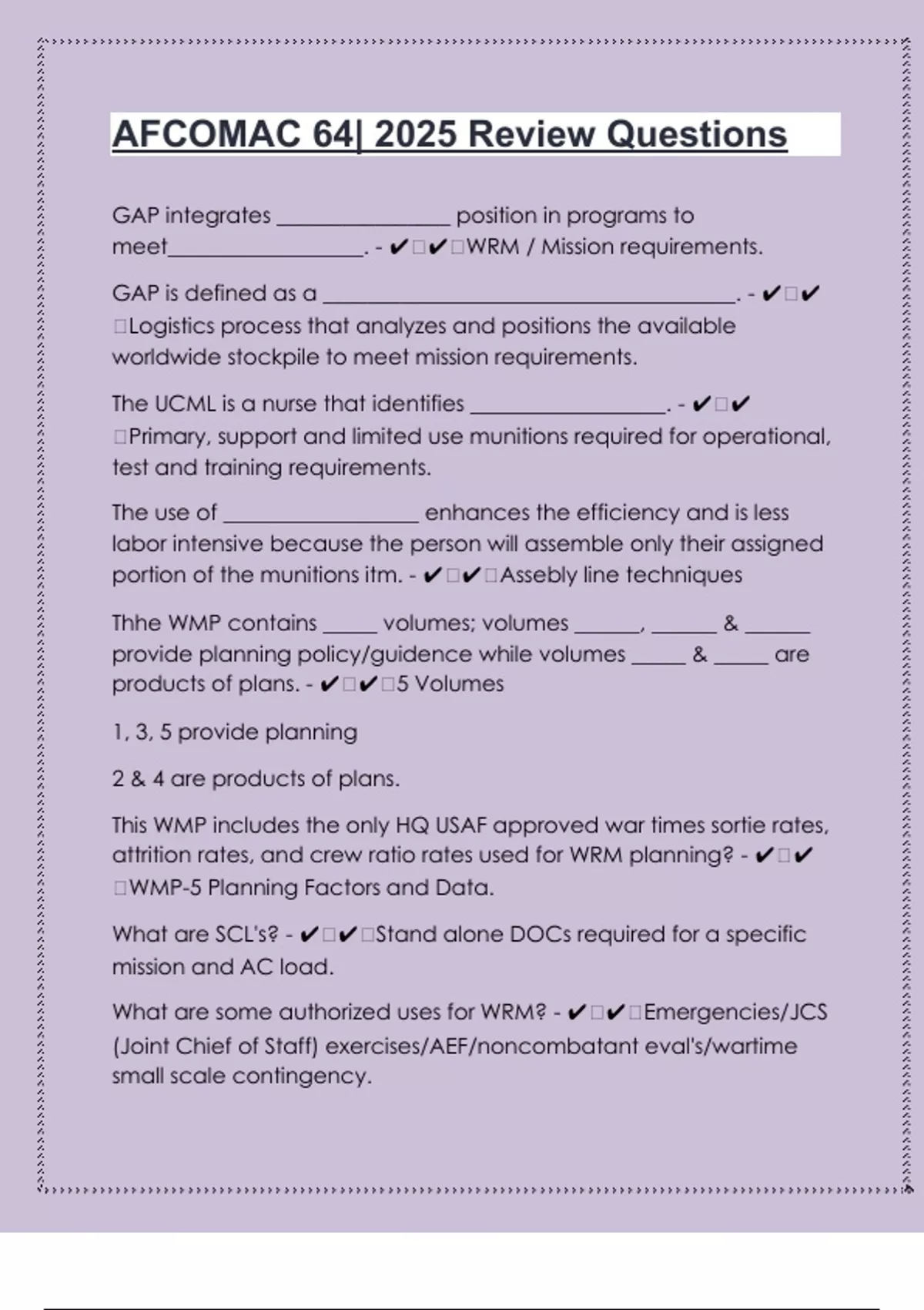 AFCOMAC 64| 2025 Review Questions With Correct Answers - AFCOMAC ...