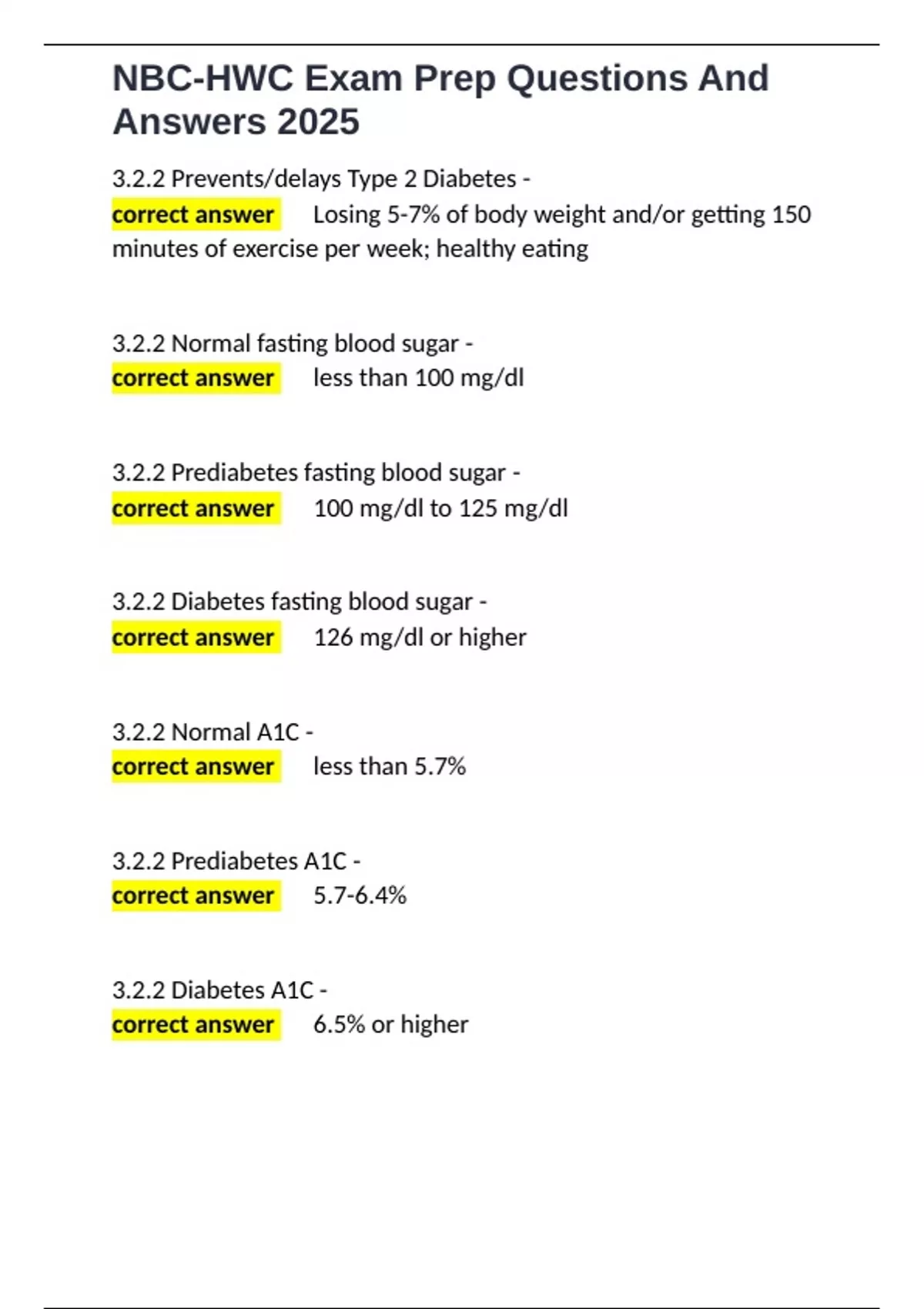 NBC-HWC Exam Prep Questions And Answers 2025 - NBC-HWC - Stuvia US