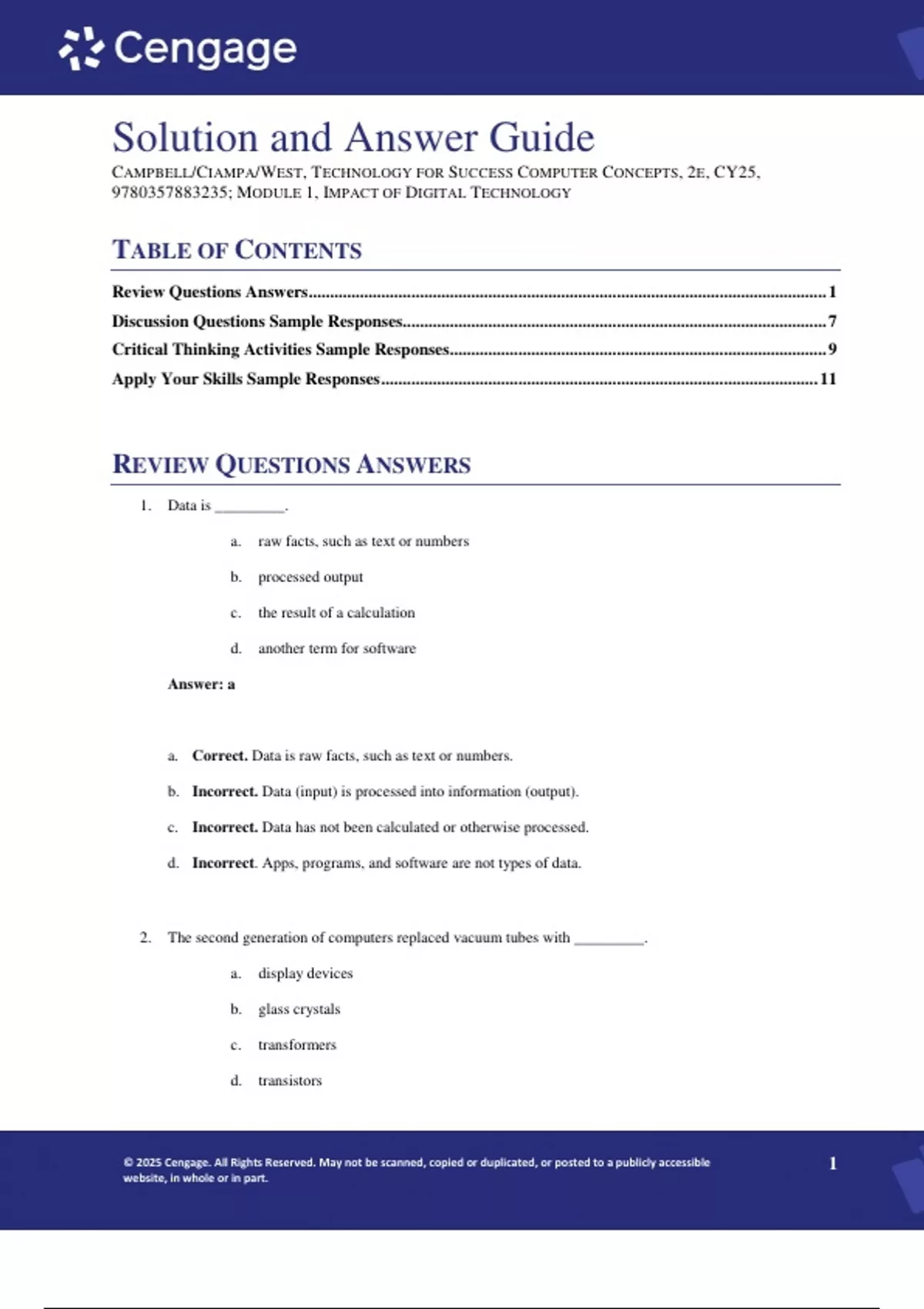 Solution Manual For Technology for Success Computer Concepts 2nd ...