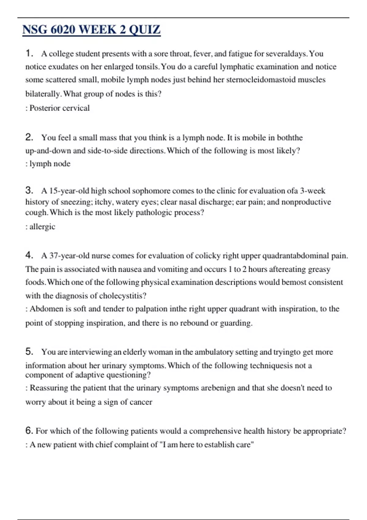 NSG6020 / NSG 6020 WEEK 2 QUIZ 2024/2025 | QUESTIONS WITH 100% VERIFIED ...