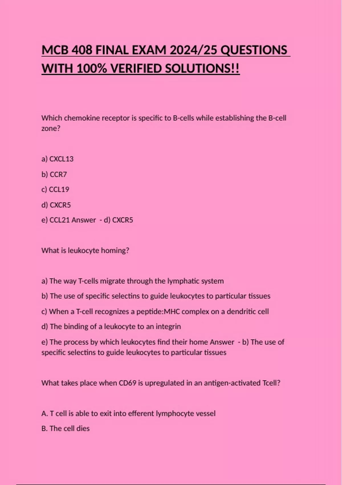 MCB 408 FINAL EXAM 2024/25 QUESTIONS WITH 100% VERIFIED SOLUTIONS!! - MCB 408 - Stuvia US