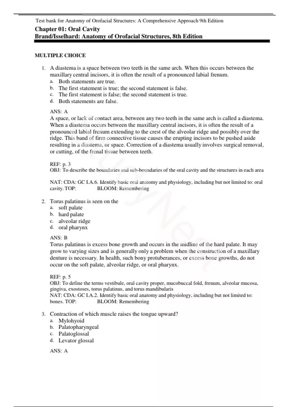 TEST BANK For Anatomy of Orofacial Structures 9th Edition by Richard W ...