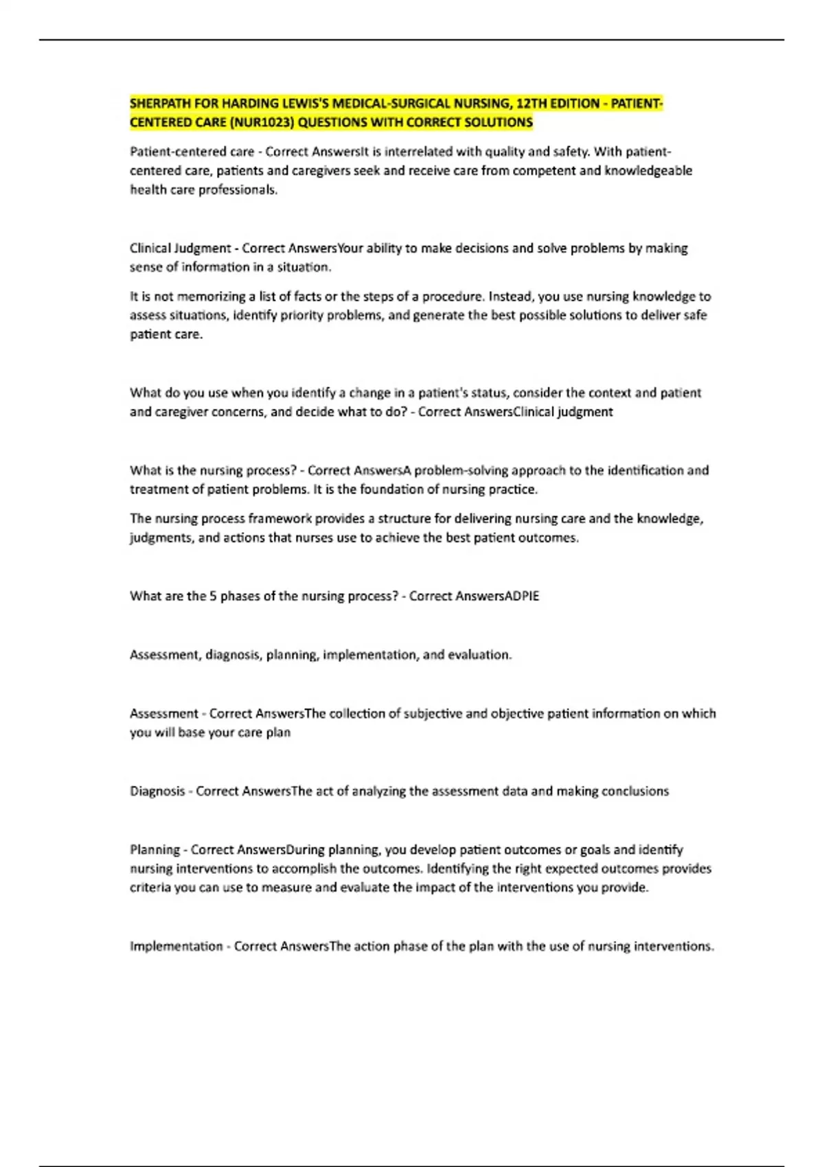 Sherpath for Harding Lewis's Medical-Surgical Nursing, 12th Edition ...