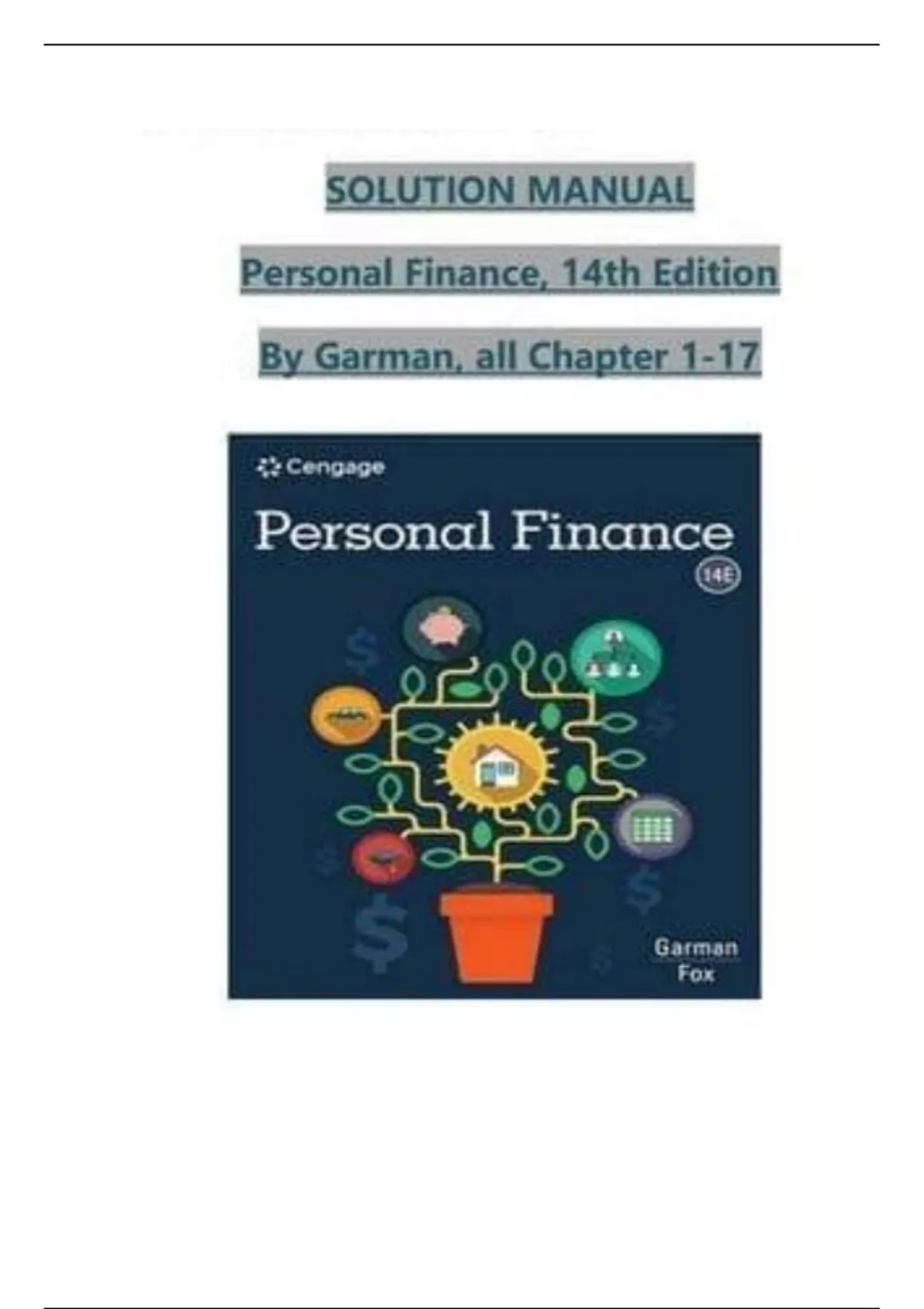 Solution Manual and Answer Guide for Personal Finance, 14th Edition By ...