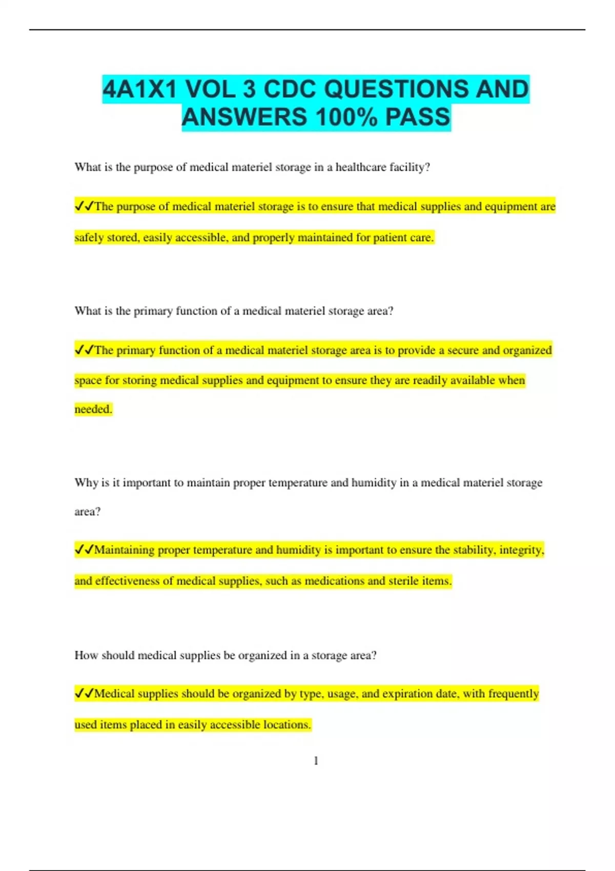 4A1X1 VOL 3 CDC QUESTIONS AND ANSWERS 100% PASS - 4A1X1 VOL 3 CDC ...