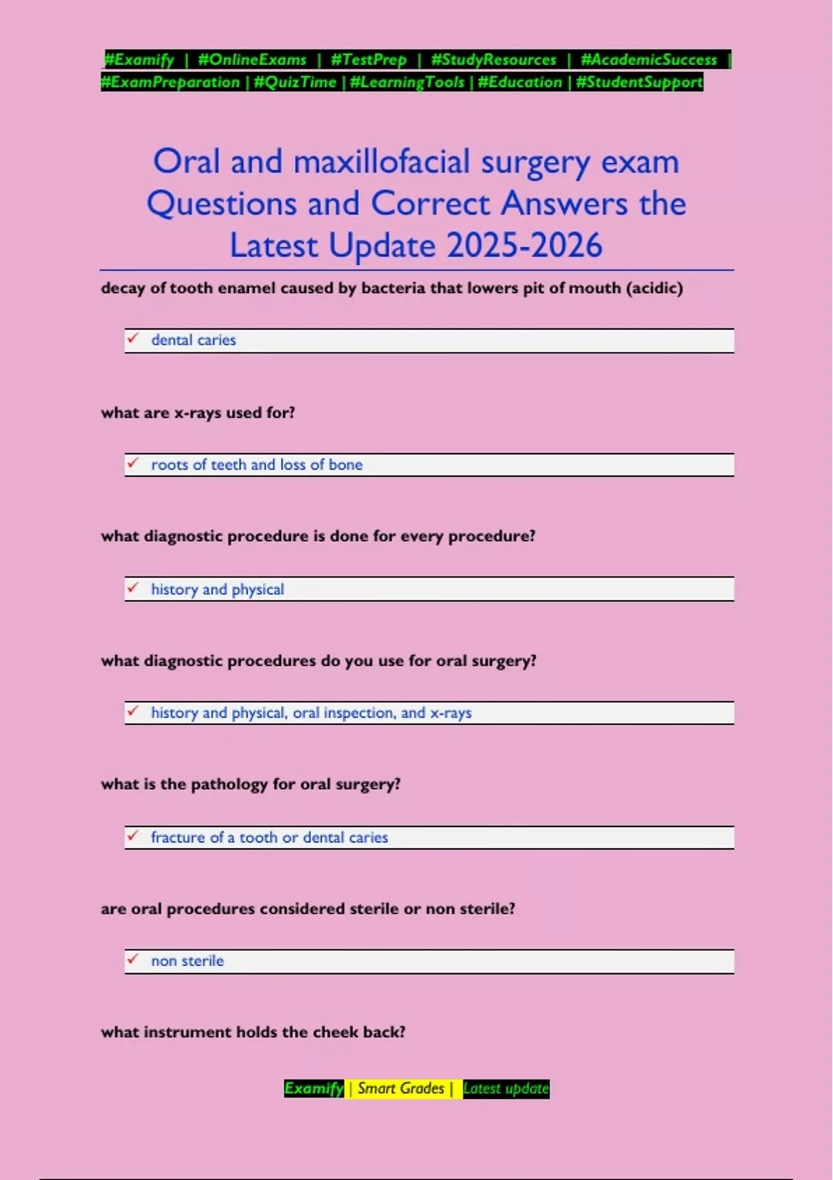 Oral and maxillofacial surgery exam Questions and Correct Answers the ...