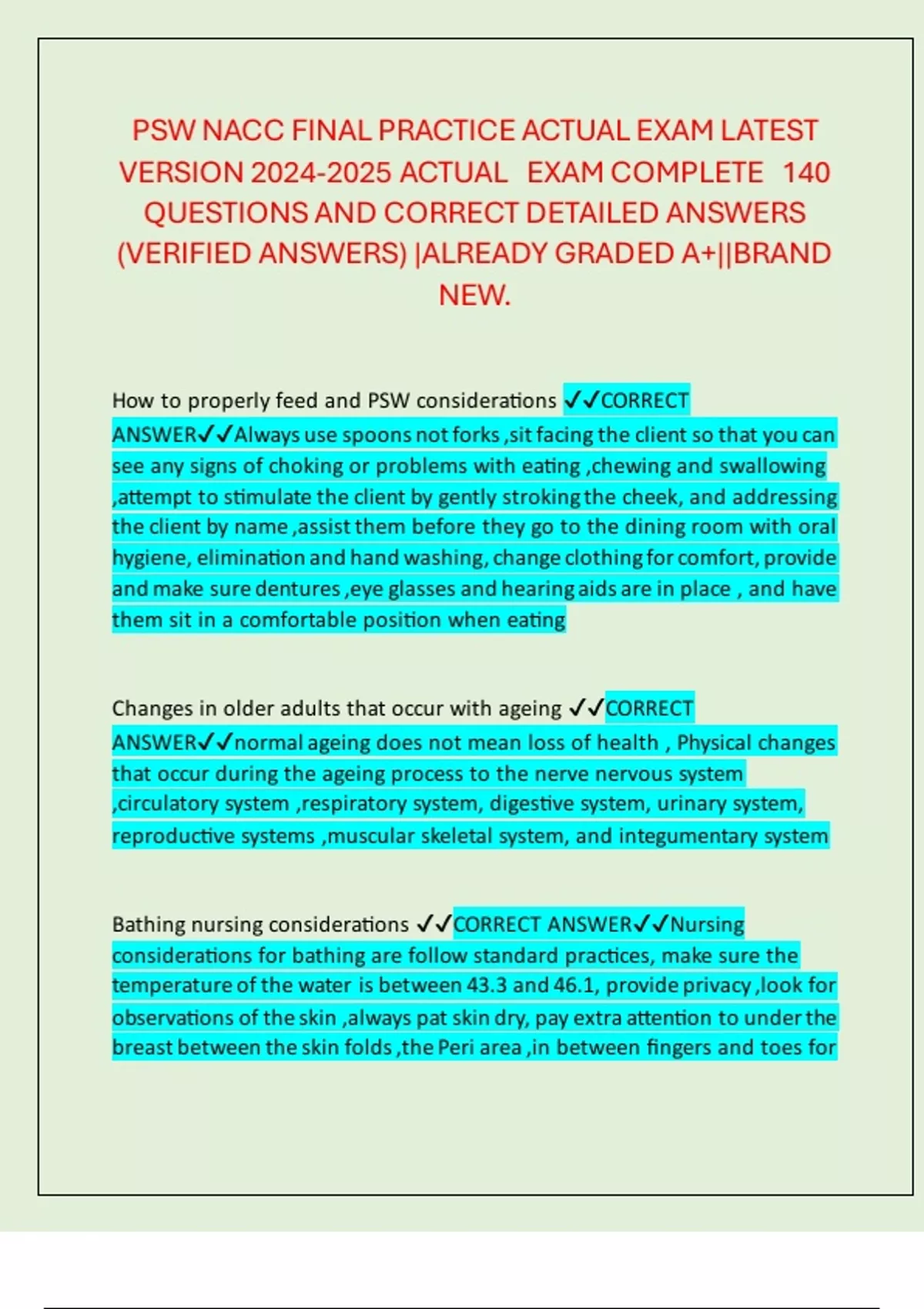 PSW NACC FINAL PRACTICE ACTUAL EXAM LATEST VERSION ACTUAL EXAM COMPLETE ...