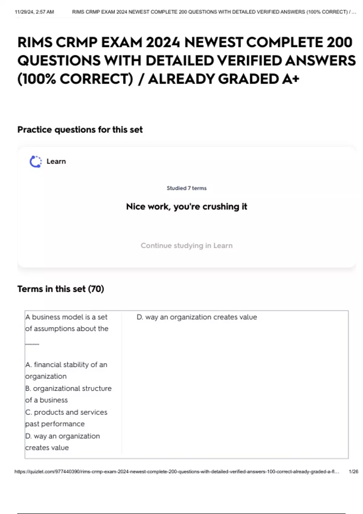 RIMS CRMP EXAM 2024 NEWEST COMPLETE 200 QUESTIONS WITH DETAILED ...