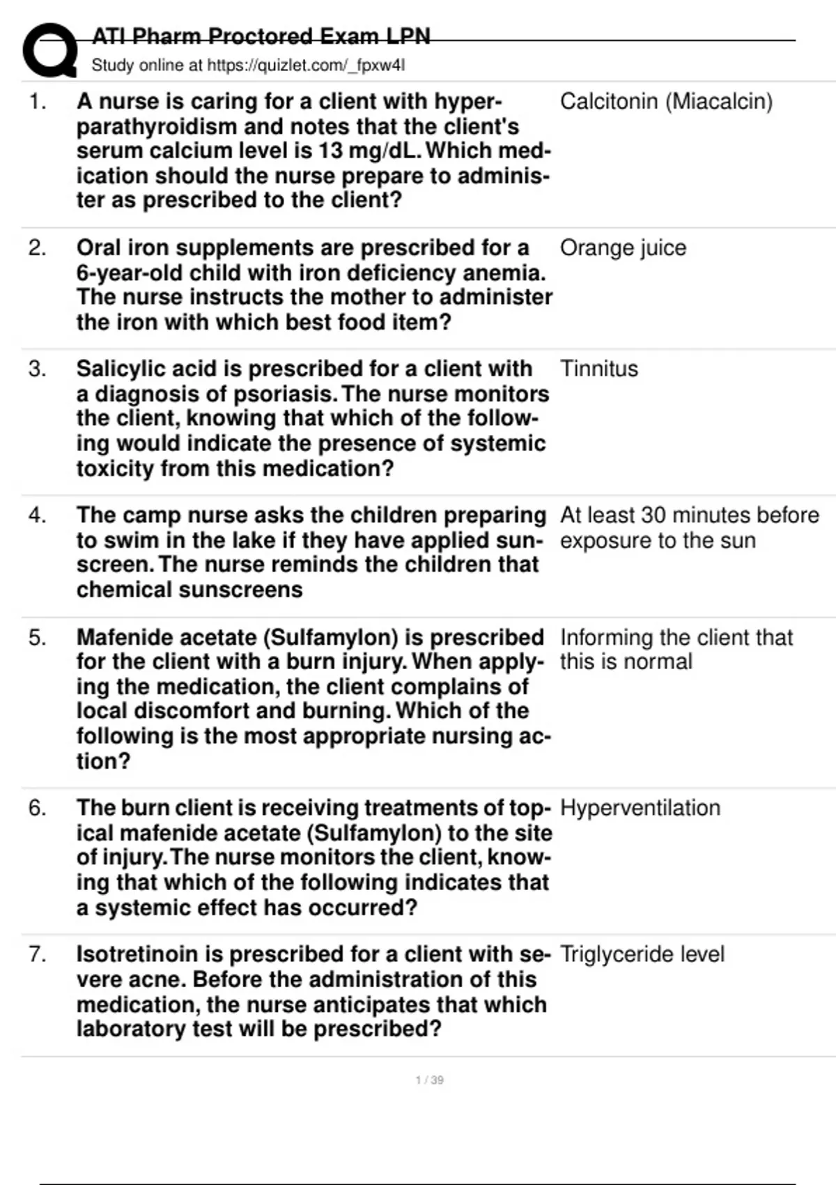 ATI Pharm Proctored Exam LPN Complete 250 Actual Exam Questions with ...