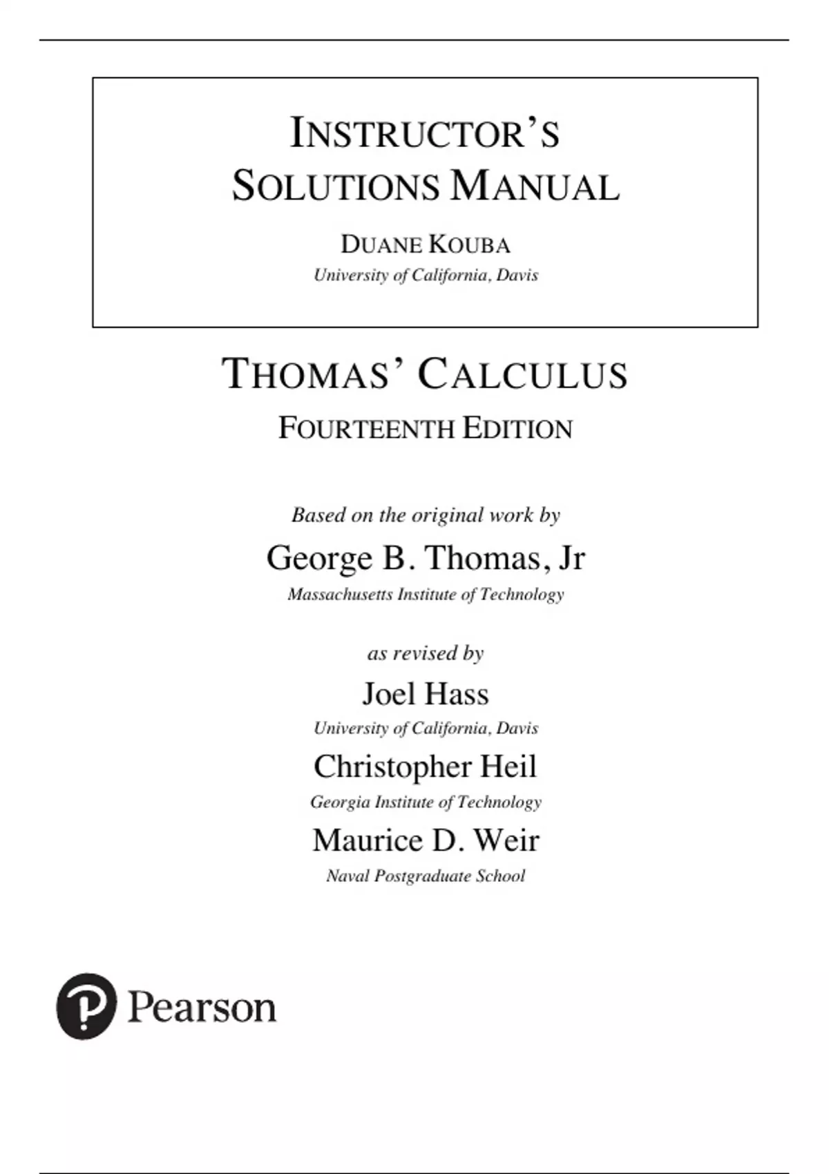 Solution Manual For Thomas' Calculus 14th Edition By George B. Thomas ...