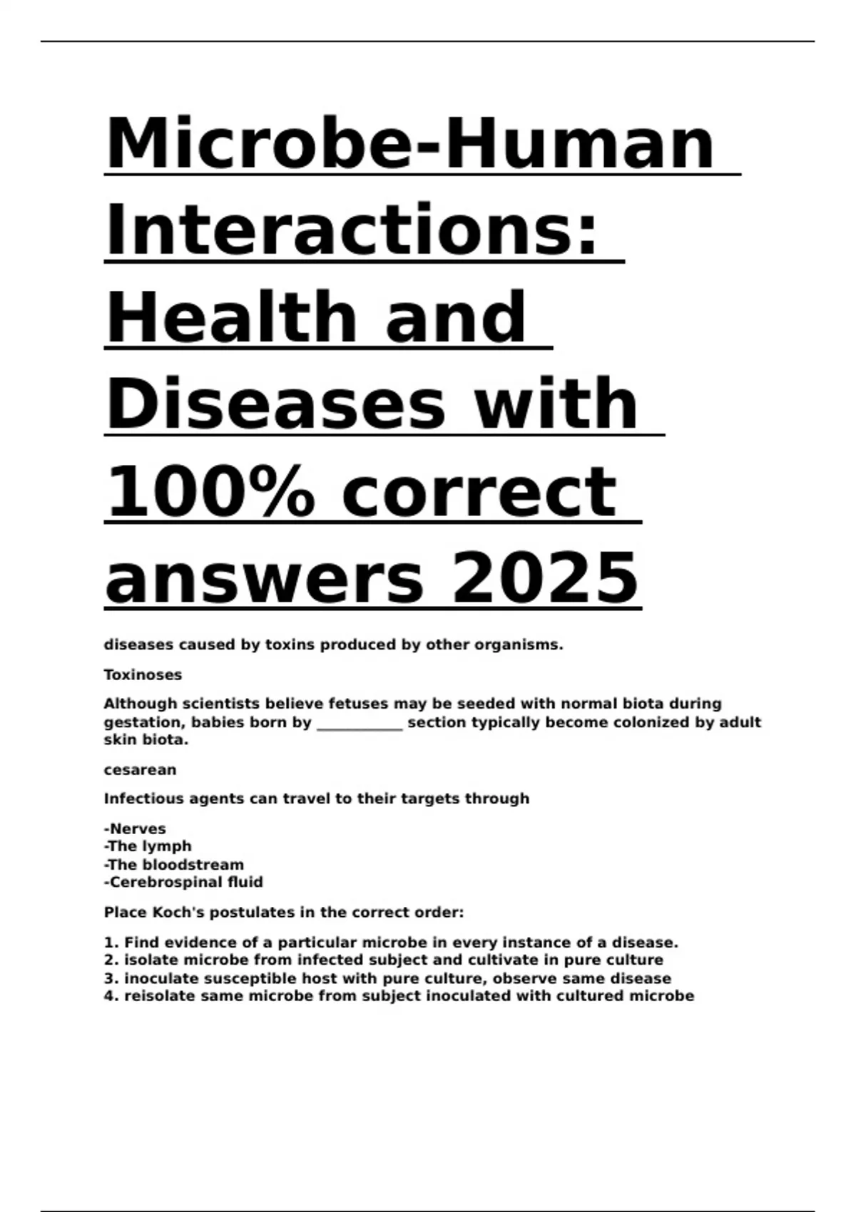 Microbe-Human Interactions Health and Diseases with 100- correct ...