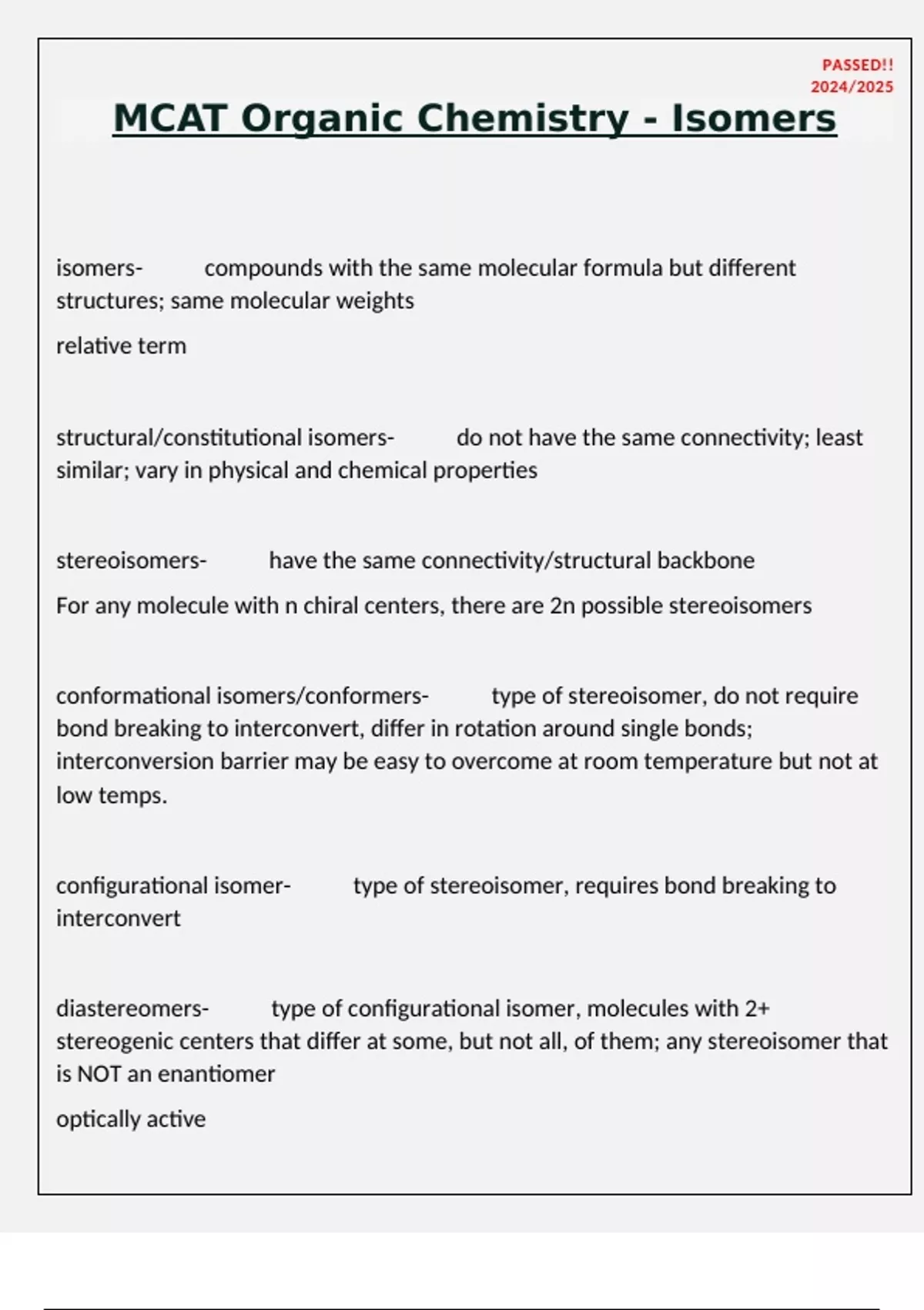 MCAT Organic Chemistry - Isomers Actual Solutions!! - MCAT Organic ...