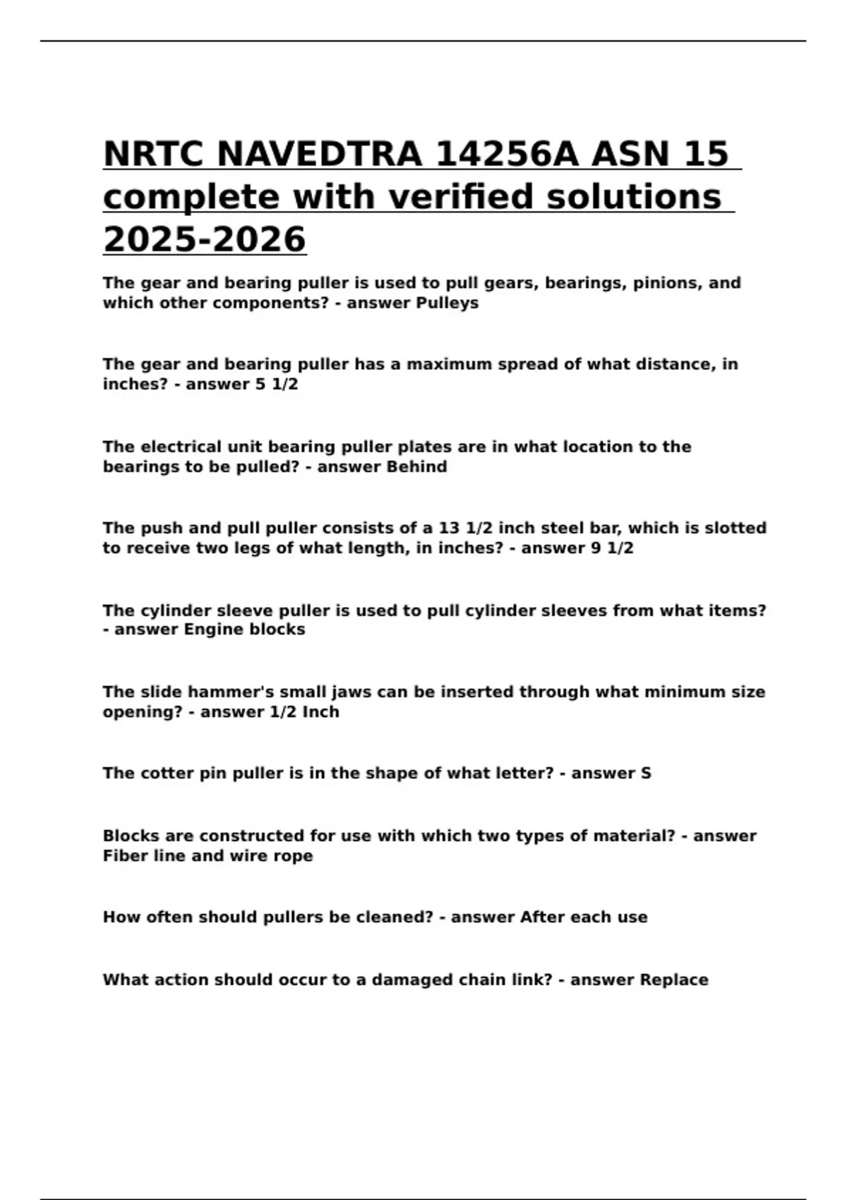 NRTC NAVEDTRA 14256A ASN 15 complete with verified solutions - NRTC ...