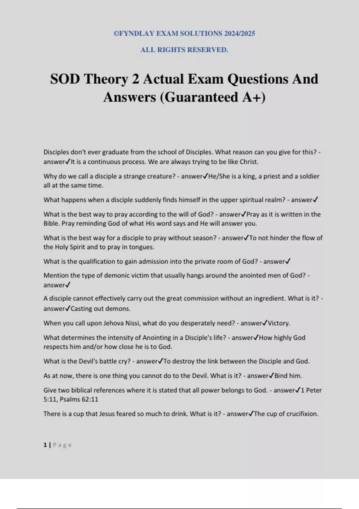SOD Theory 2 Actual Exam Questions And Answers (Guaranteed A+) - SOD ...