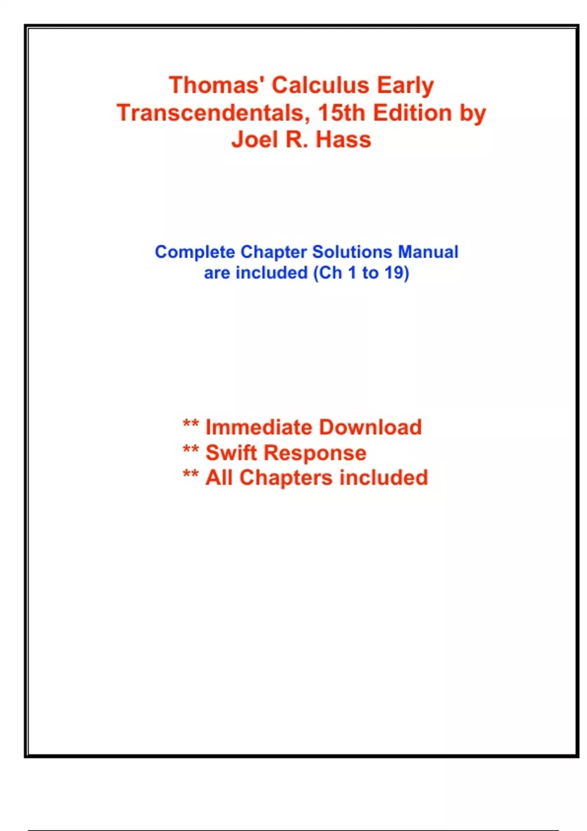 Solutions for Thomas' Calculus Early Transcendentals, 15th Edition by ...