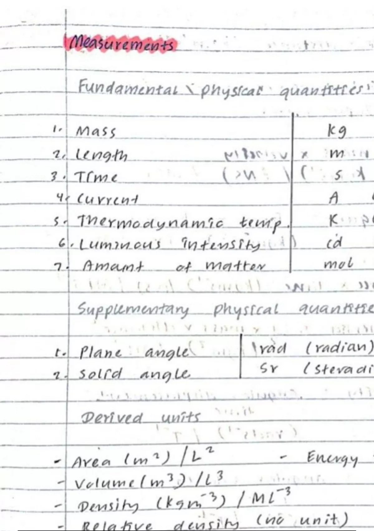 Summary Measurements - Local Advanced Level Physics (Short Note) - G.C.E. Advanced Level Physics ...