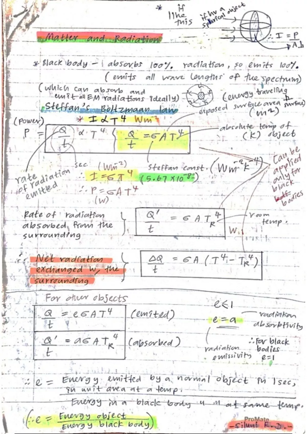 Summary Matter and Radiation - Local Advanced Level Physics (Short Note) - G.C.E. Advanced Level ...