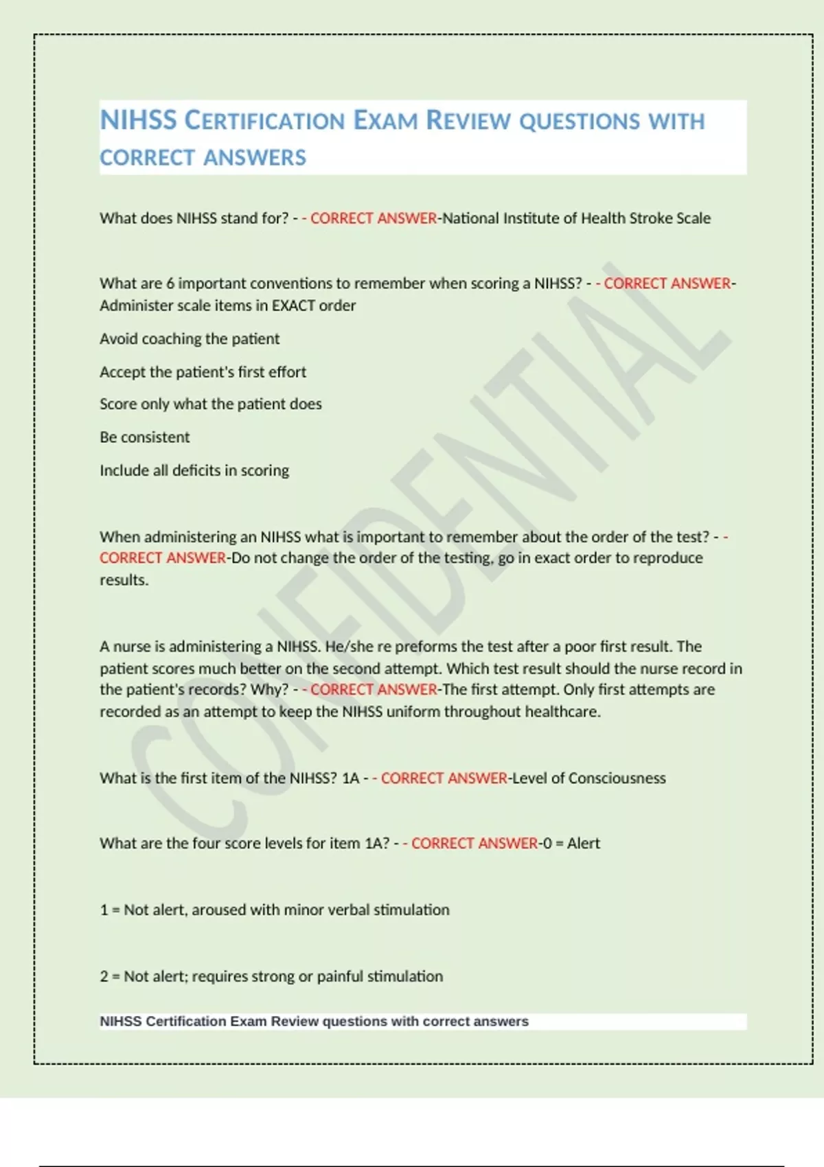 NIHSS BUNDLED EXAMS WITH COMPLETE SOLUTIONS - Stuvia US