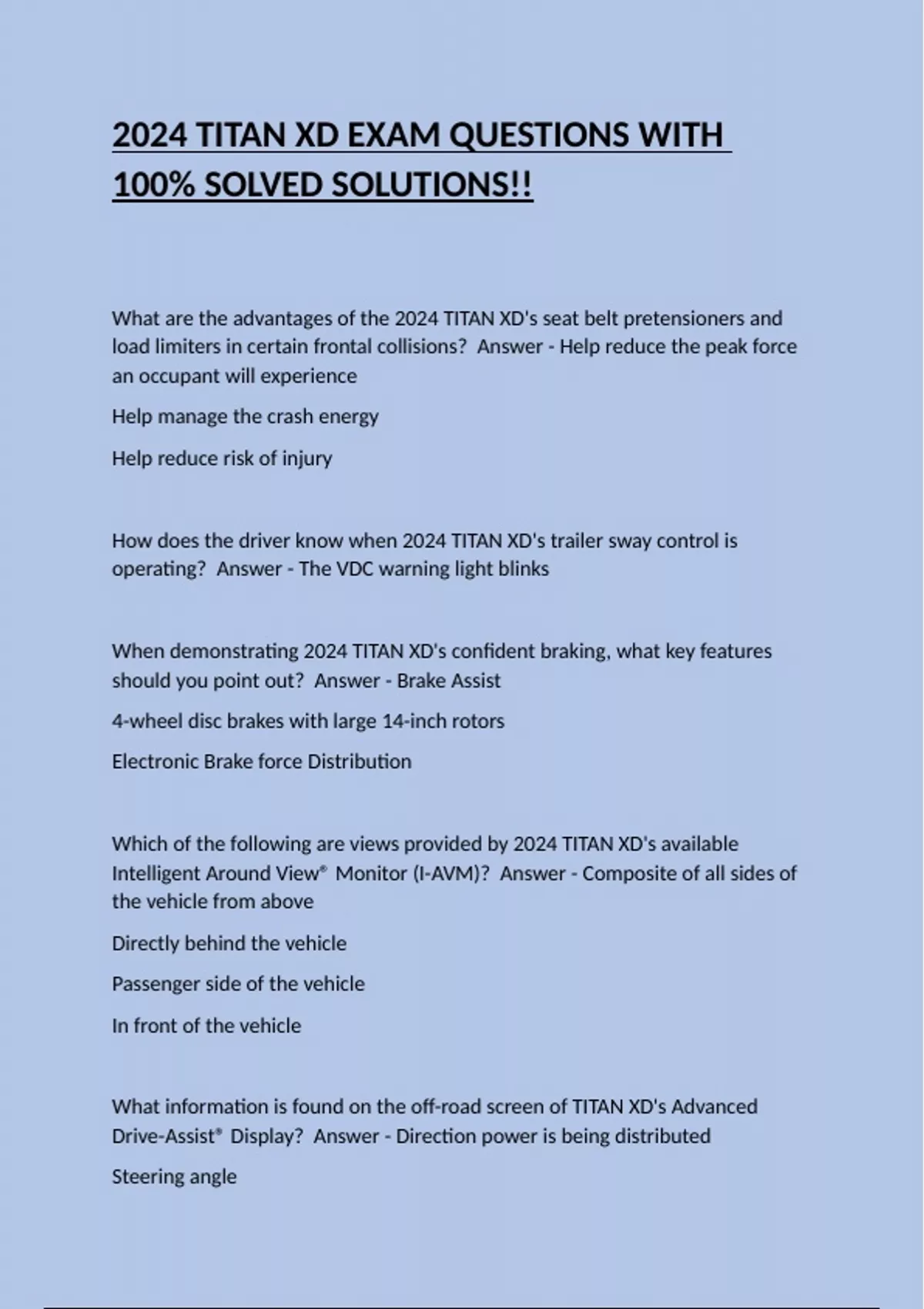 2024 TITAN XD EXAM QUESTIONS WITH 100% SOLVED SOLUTIONS!! - TITAN XD ...