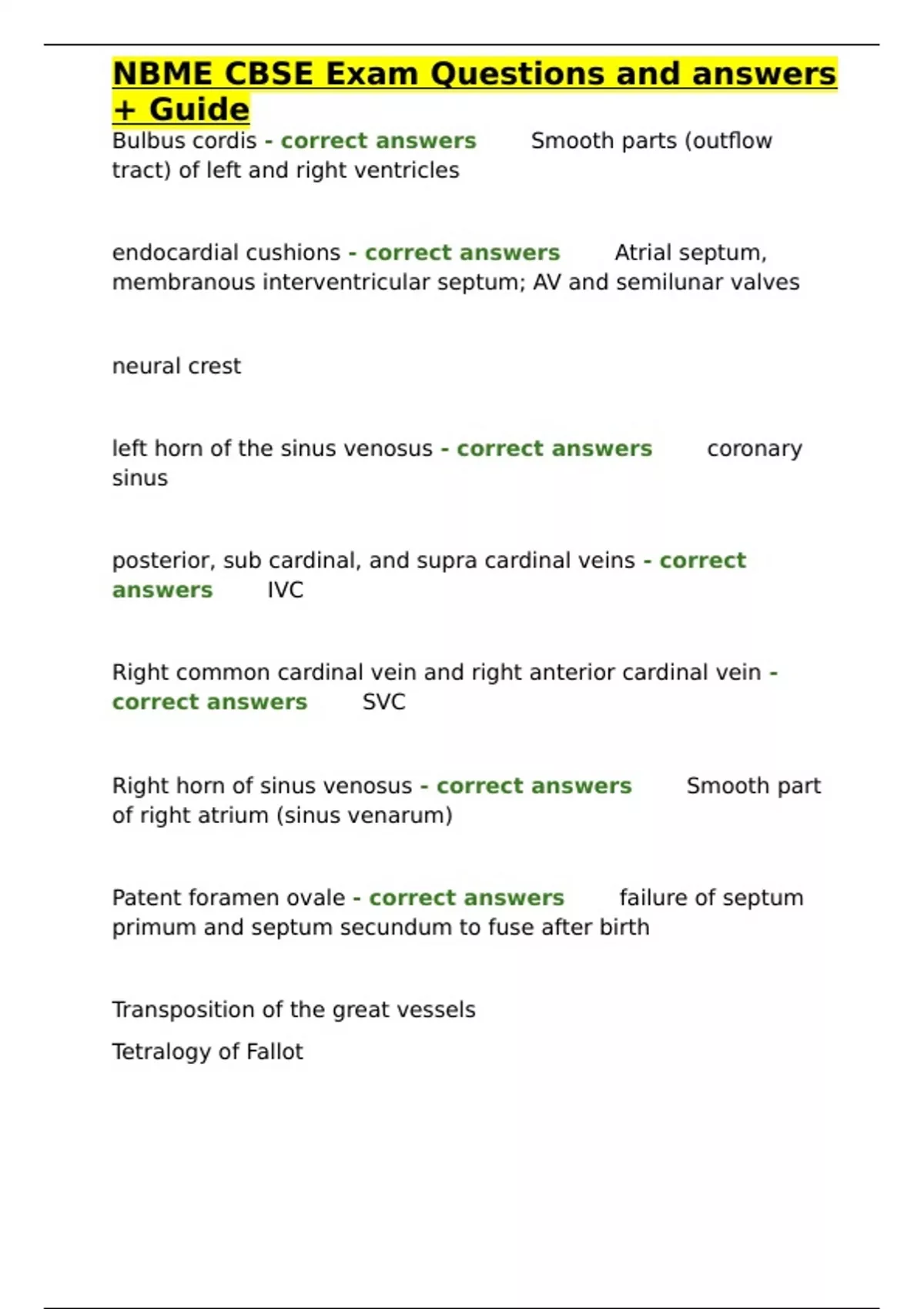 NBME CBSE Exam Questions and answers + Guide - Cna - nursing assistant ...
