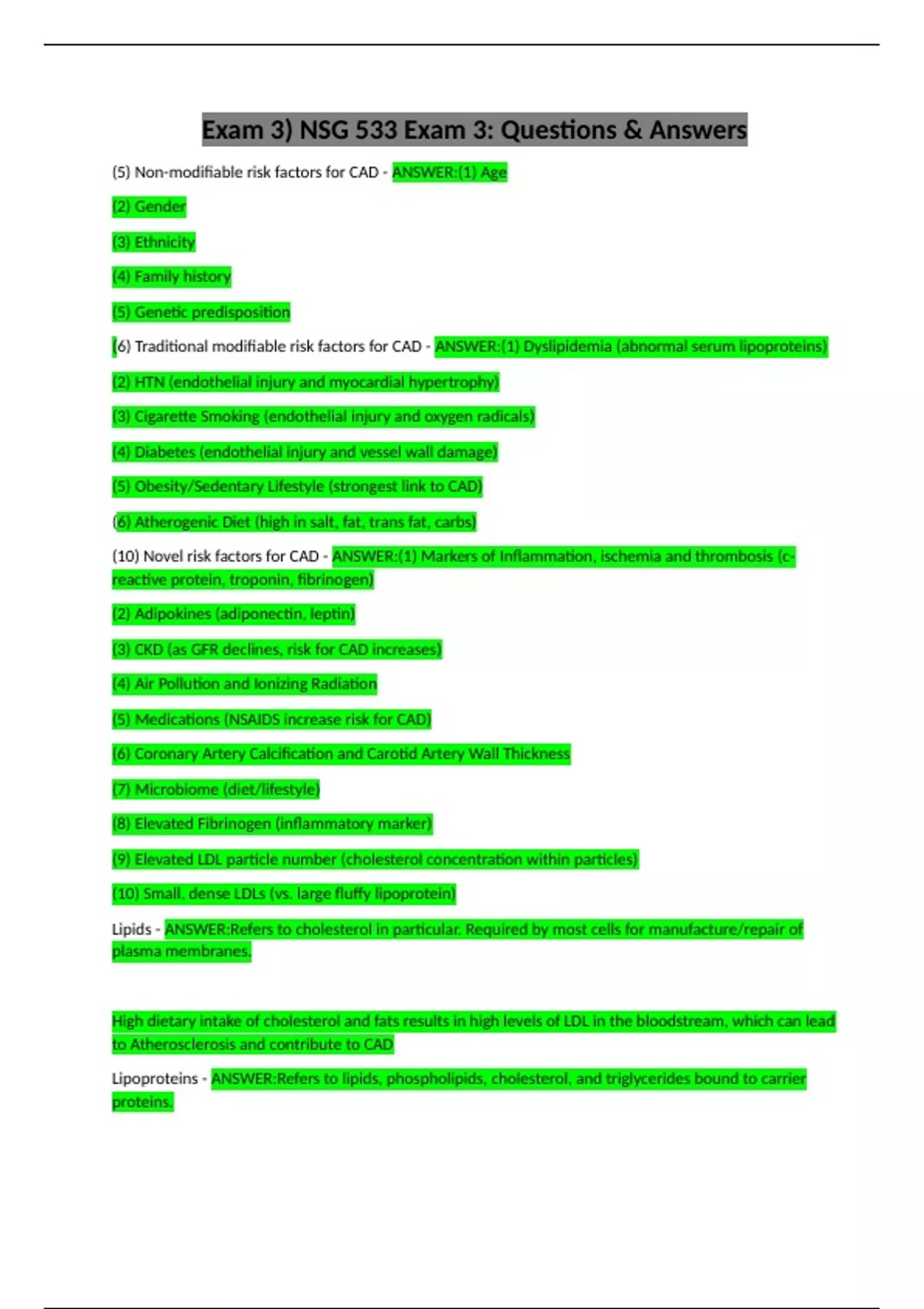 Exam 2) NSG 533 Exam 2: Questions & Answers - NSG 533 3 - Stuvia US