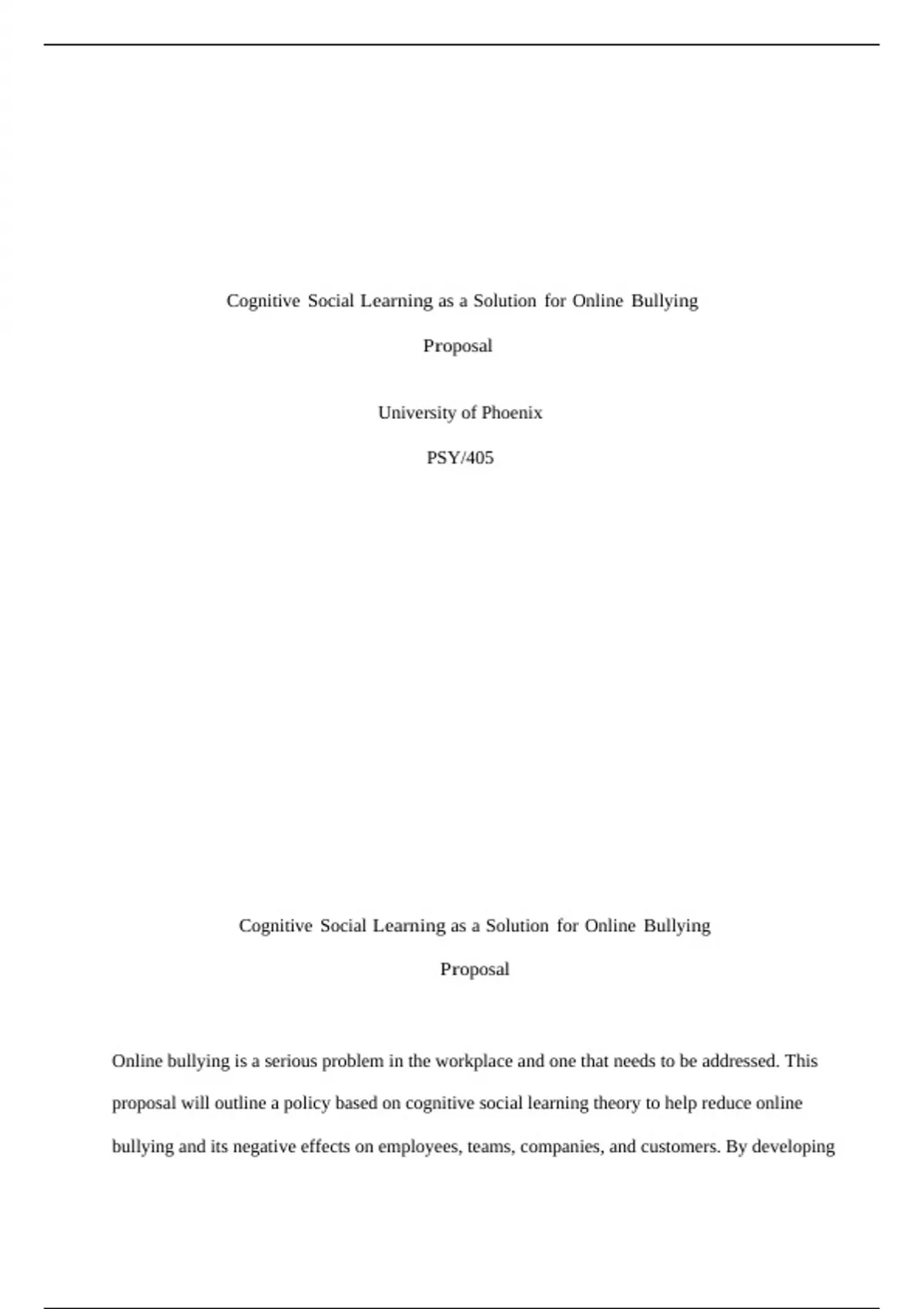 Summary Cognitive Social Learning as a Solution for Online Bullying ...