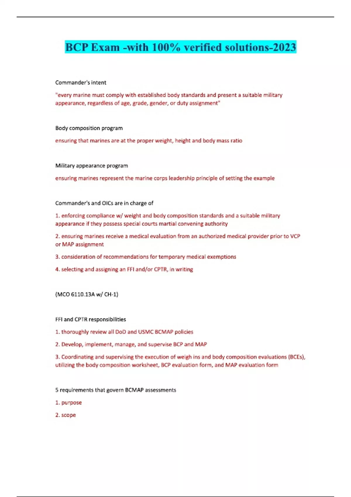 Bcp exam with 100% verified solutions with complete solutions. - Bcp ...