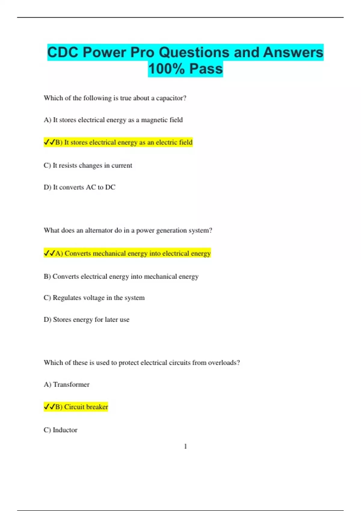 CDC Power Pro Questions and Answers 100% Pass - CDC Power Pro - Stuvia US