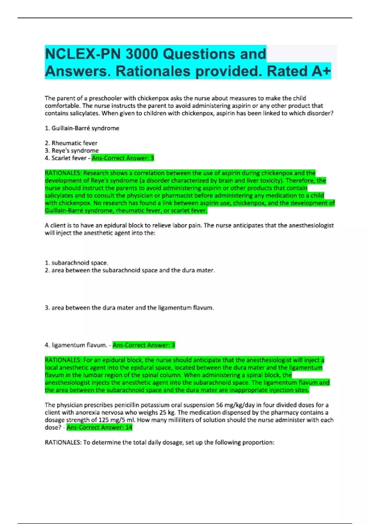 NCLEX-PN 3000, | Questions and Answers (100% CORRECT ANSWERS) ALREADY ...