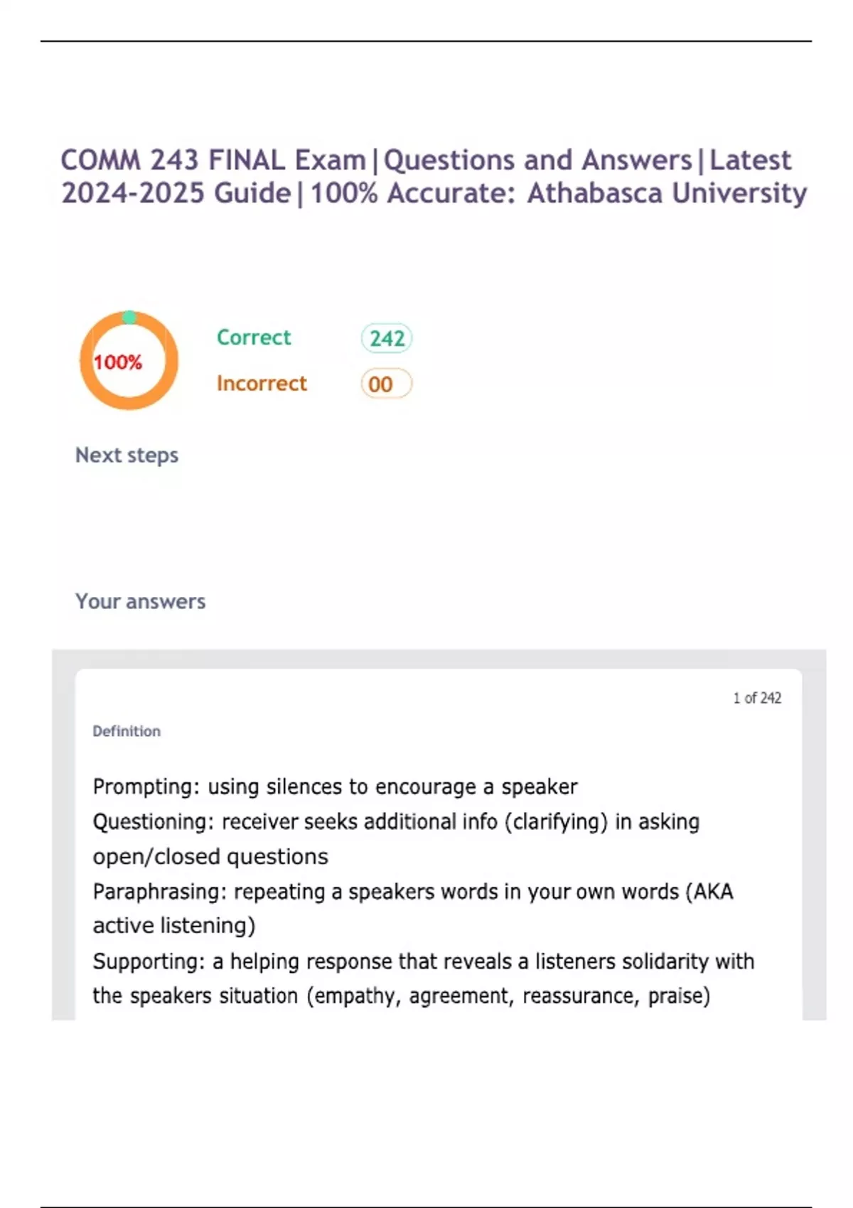 COMM 243 FINAL Exam|Questions and Answers|Study tips for the February ...