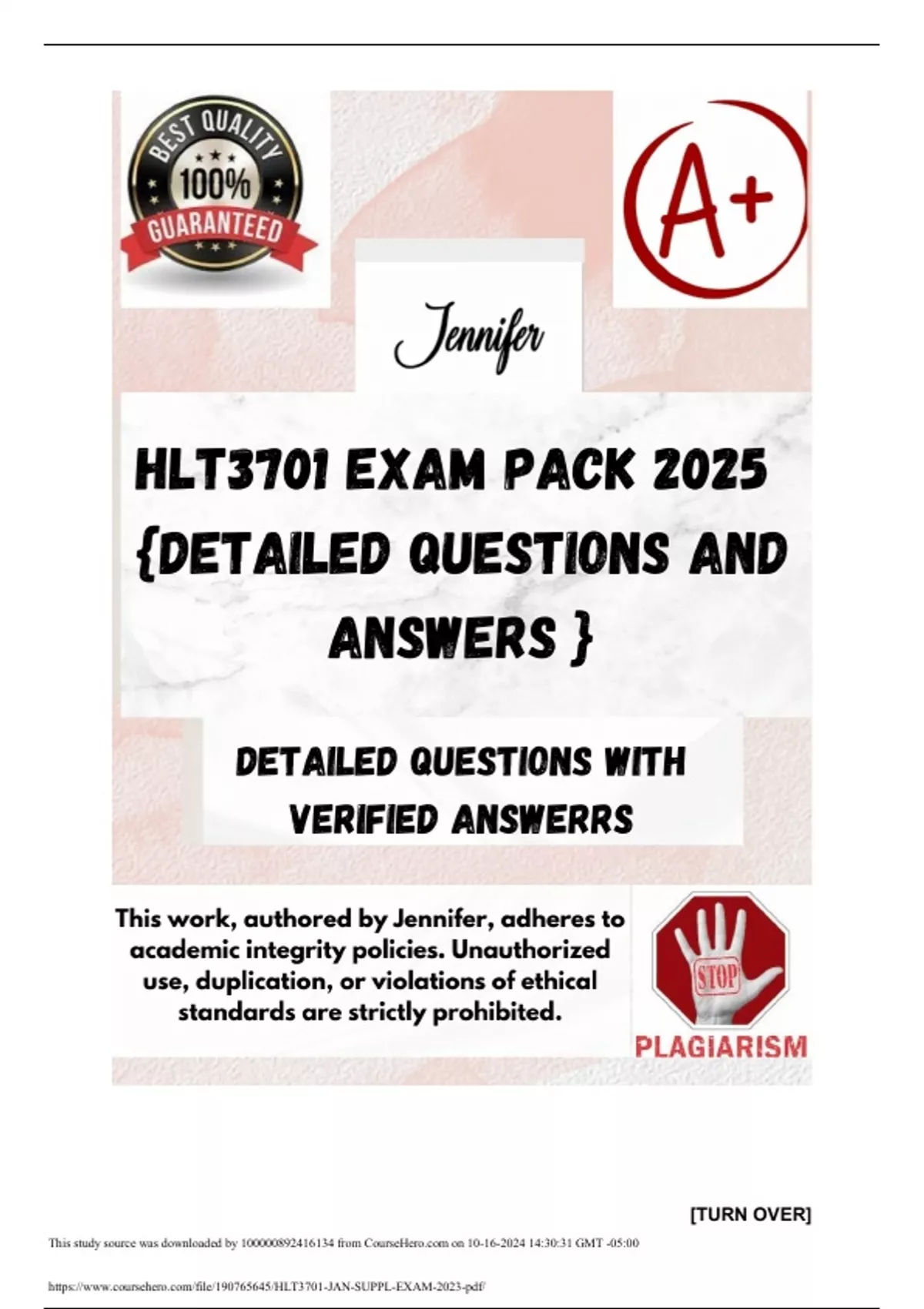 HLT3701 EXAM PACK 2025 {DETAILED QUESTIONS AND ANSWERS } - HLT3701 ...