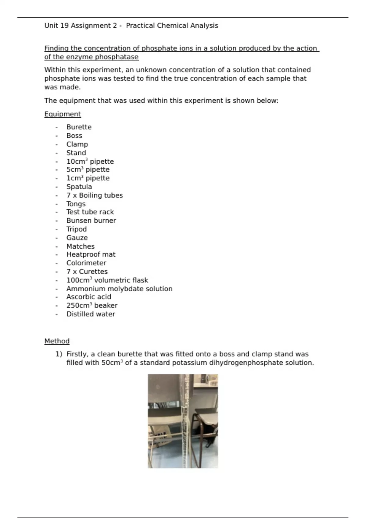 Practical Analysis - Unit 19 Assignment 2 - Unit 19 - Practical Chemical Analysis - Stuvia UK