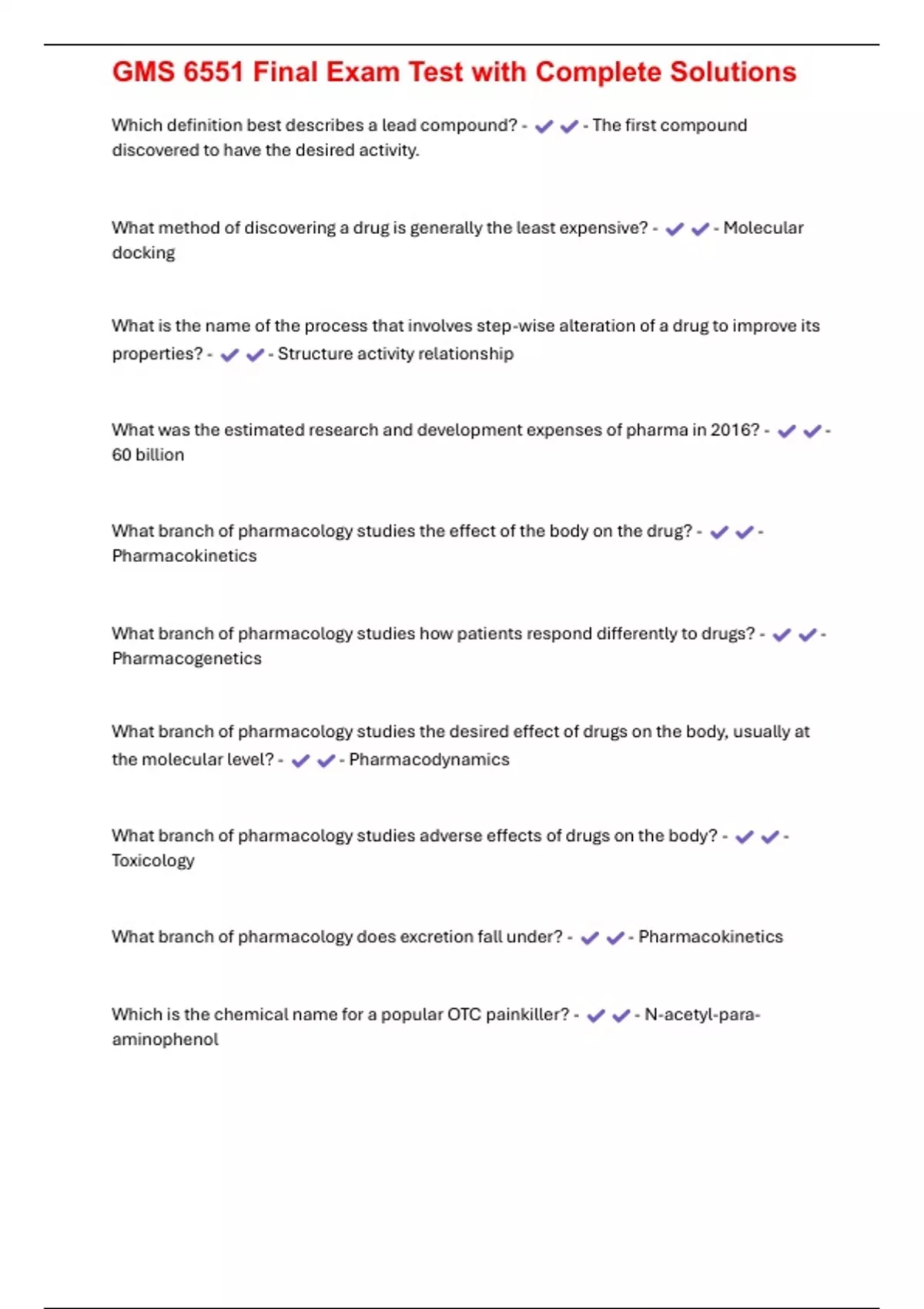 GMS 6551 Final Exam Test with Complete Solutions - GMS 6551 - Stuvia US