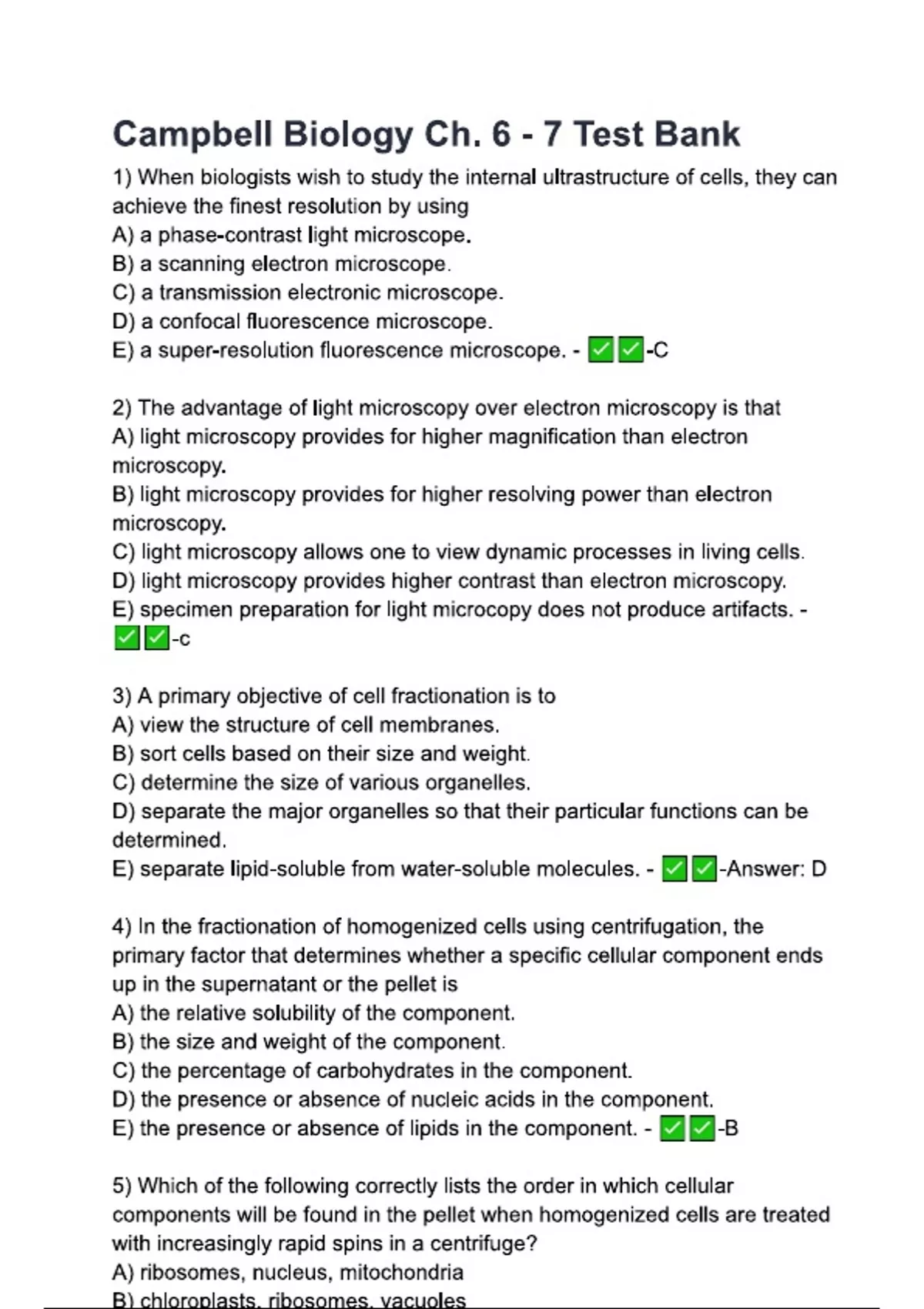 Campbell Biology Ch. 6 - 7 Test Bank | latest update, 2025 | complete ...