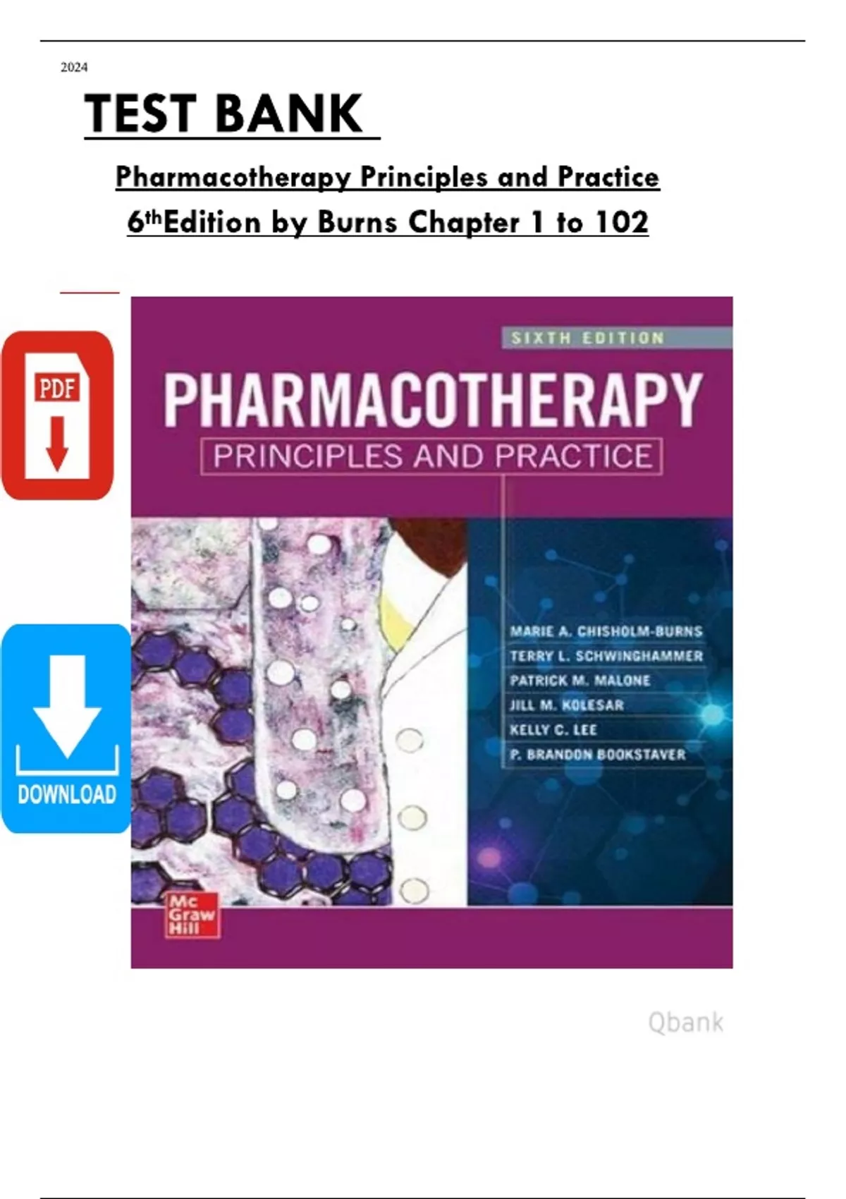 Test Bank for Pharmacotherapy Principles and Practice 6th Edition by ...