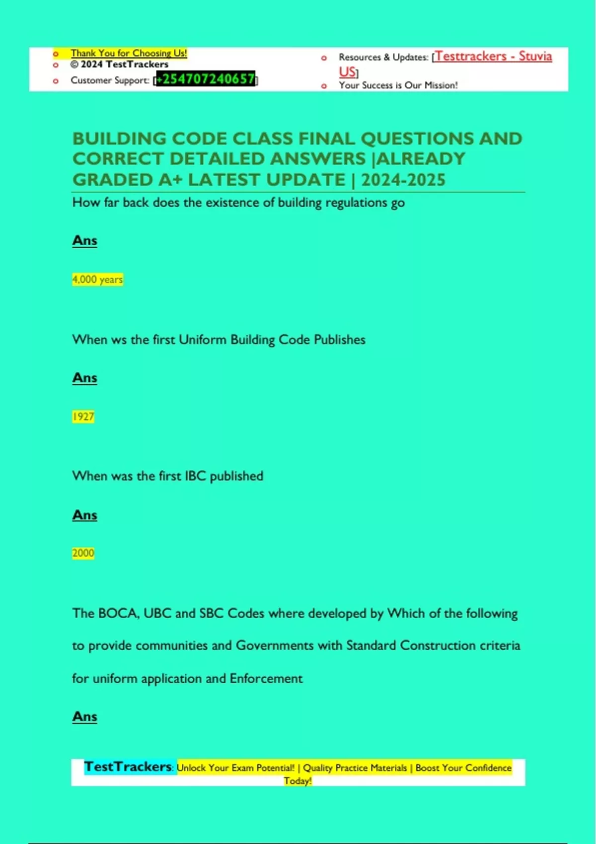 BUILDING CODE CLASS FINAL QUESTIONS AND CORRECT DETAILED ANSWERS ...