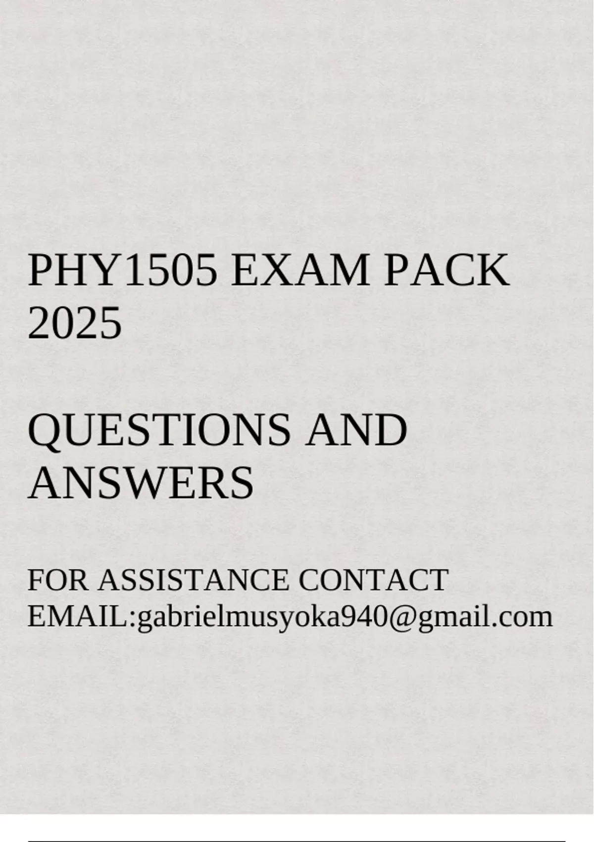 PHY1505 Exam pack 2025(Mechanics (Physics)) - Mechanics - Stuvia SA