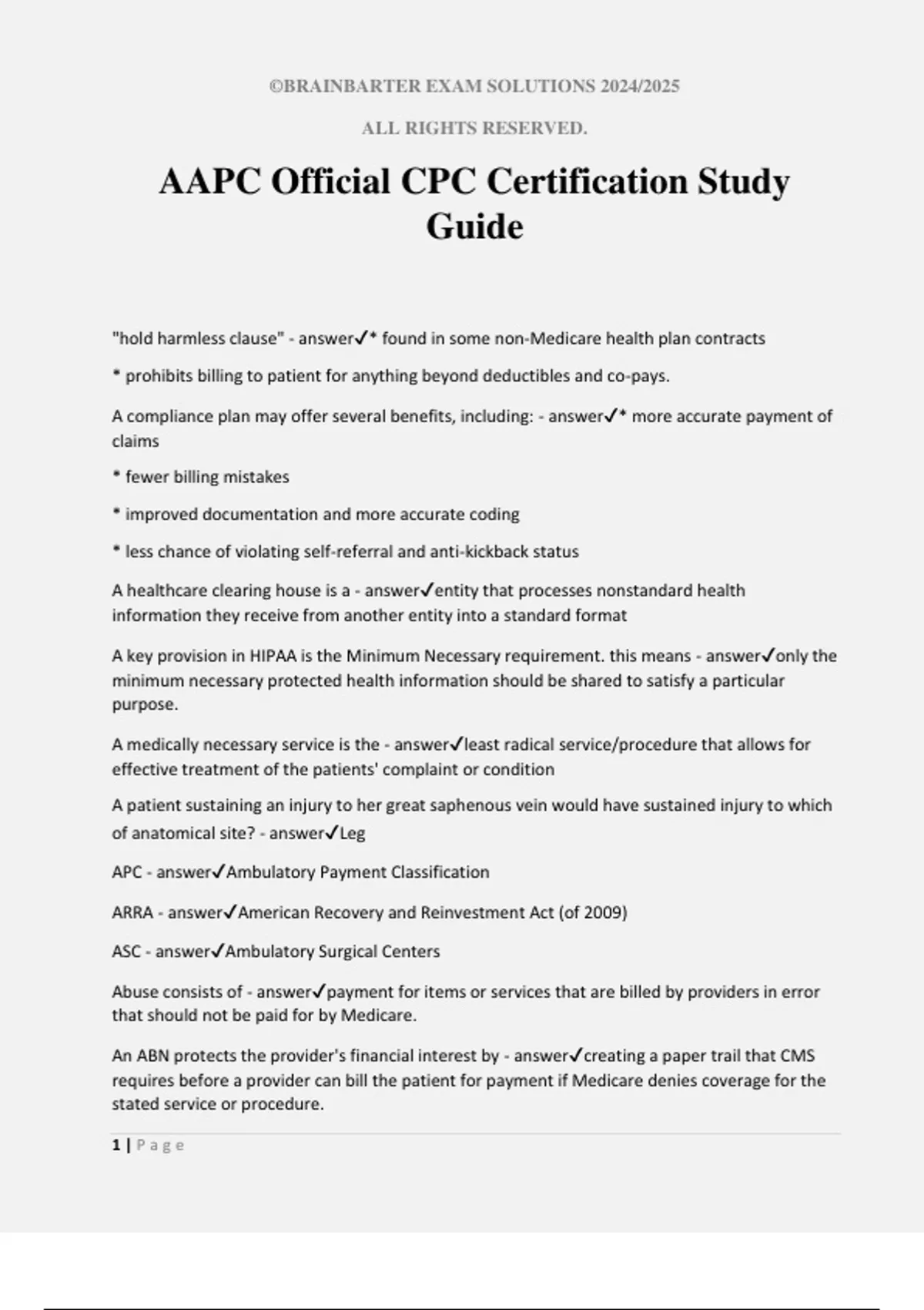 AAPC Official CPC Certification Study Guide - AAPC CPC - Stuvia US