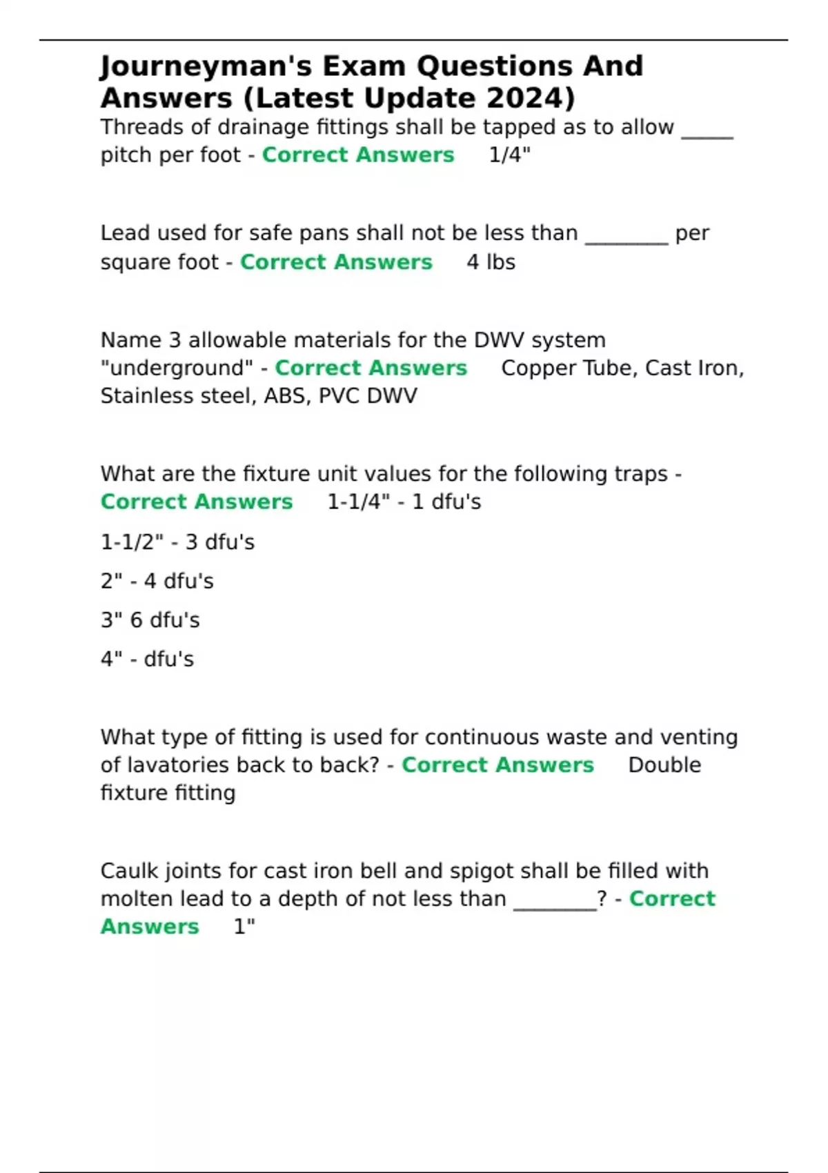Journeyman's Exam Questions And Answers (Latest Update 2024 ...