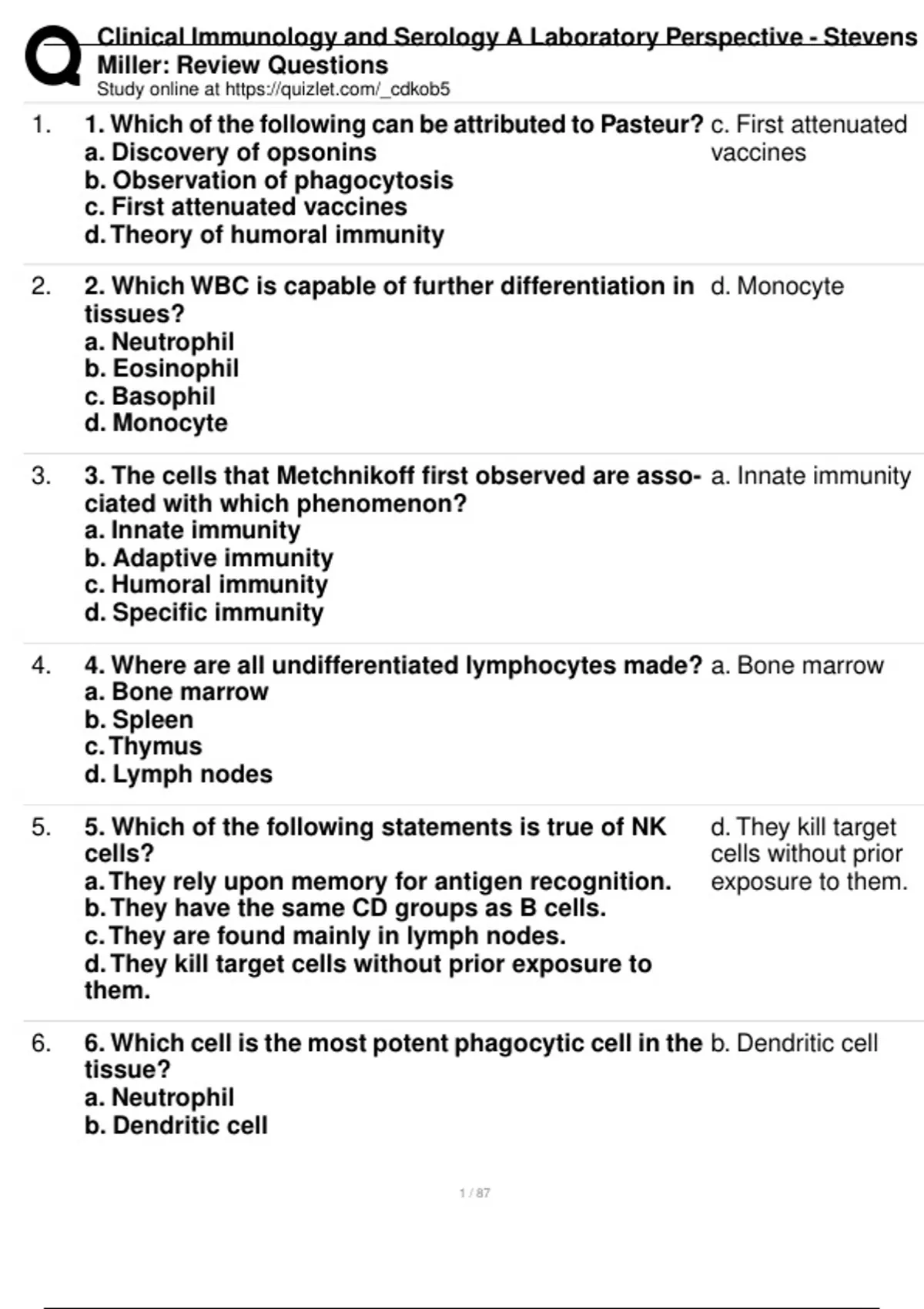 2024|CLINICAL IMMUNOLOGY AND SEROLOGY |Comprehensive questions and verified answers/accurate ...