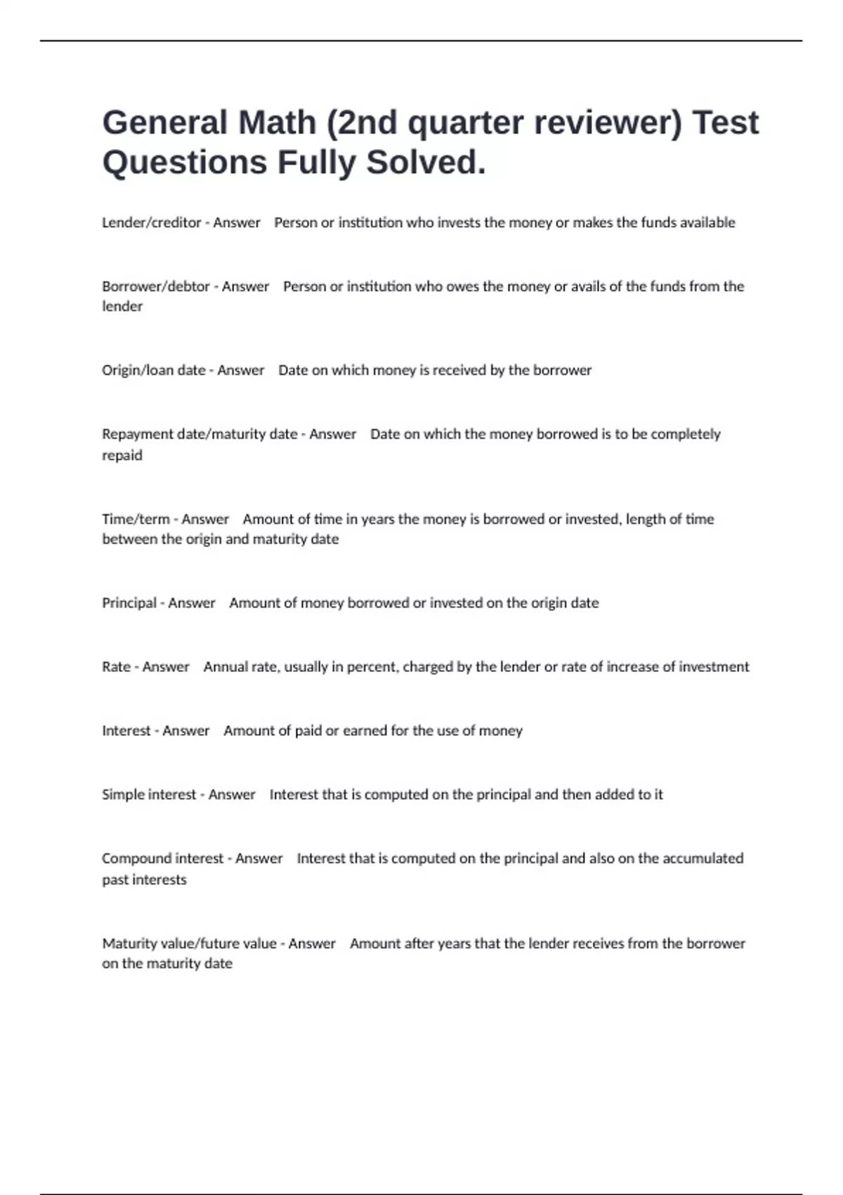 General Math (2nd quarter reviewer) Test Questions Fully Solved ...