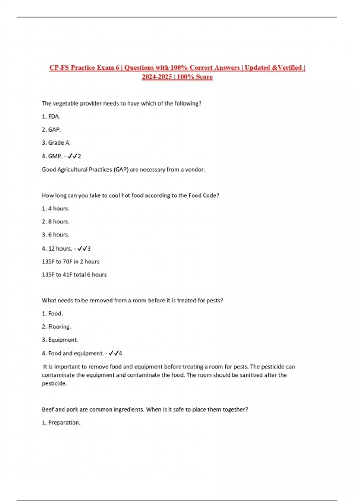 CP-FS Practice Exam 6 | Questions with 100% Correct Answers | Updated &Verified | | 100% Score ...